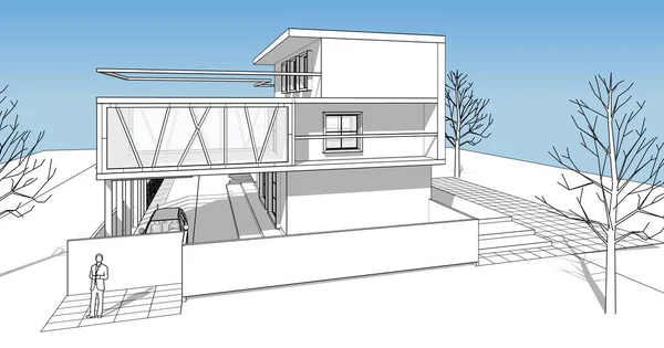 Modern House Module Architectural Concept Illustration Stock ...