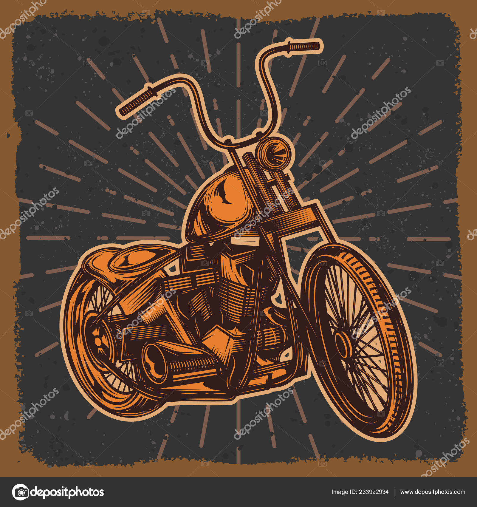 American Classic Motorcycle Vector Illustration Motorcycle Original ...
