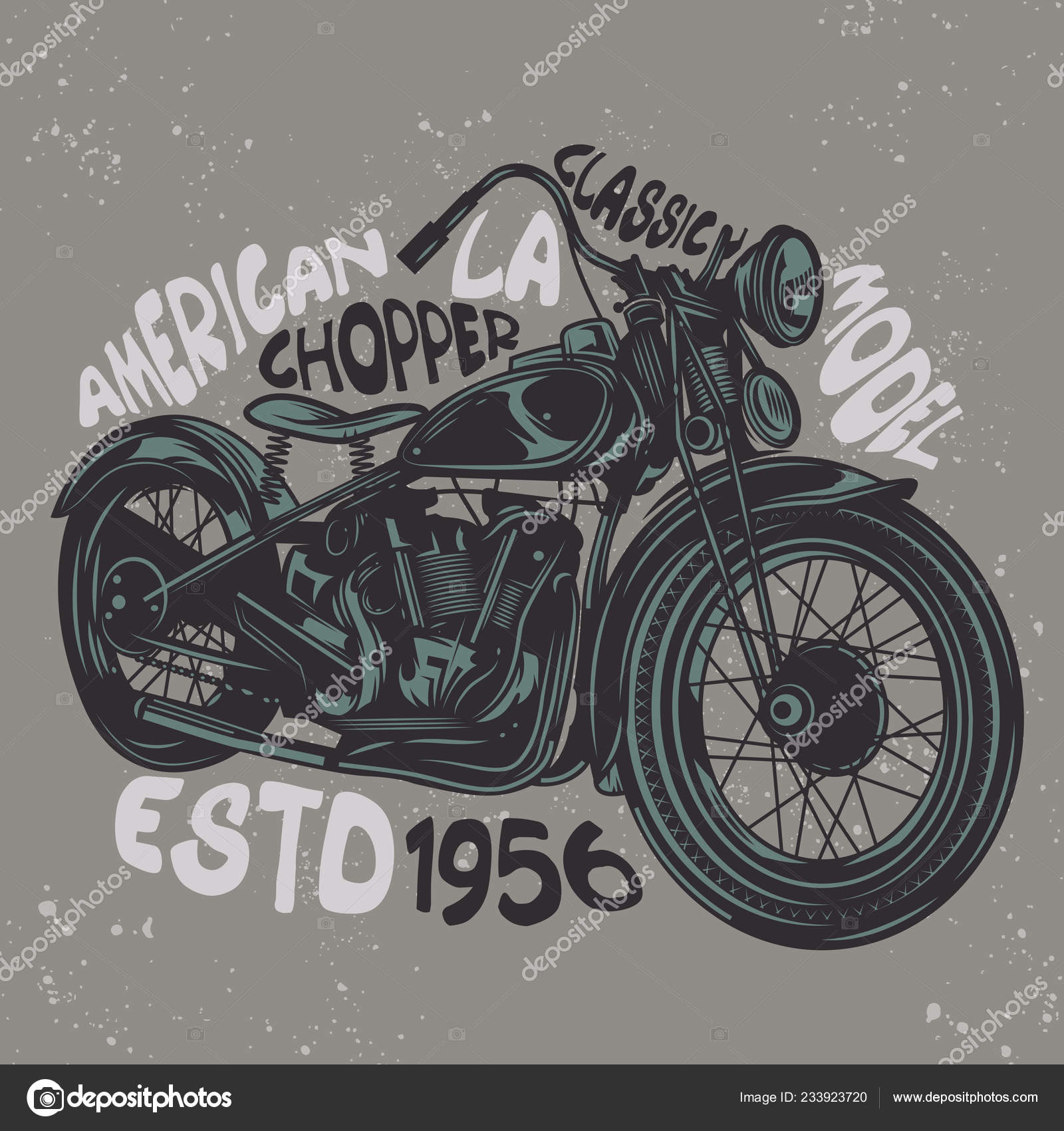 Original Vector Illustration Retro Style Classic American Chopper Grey ...