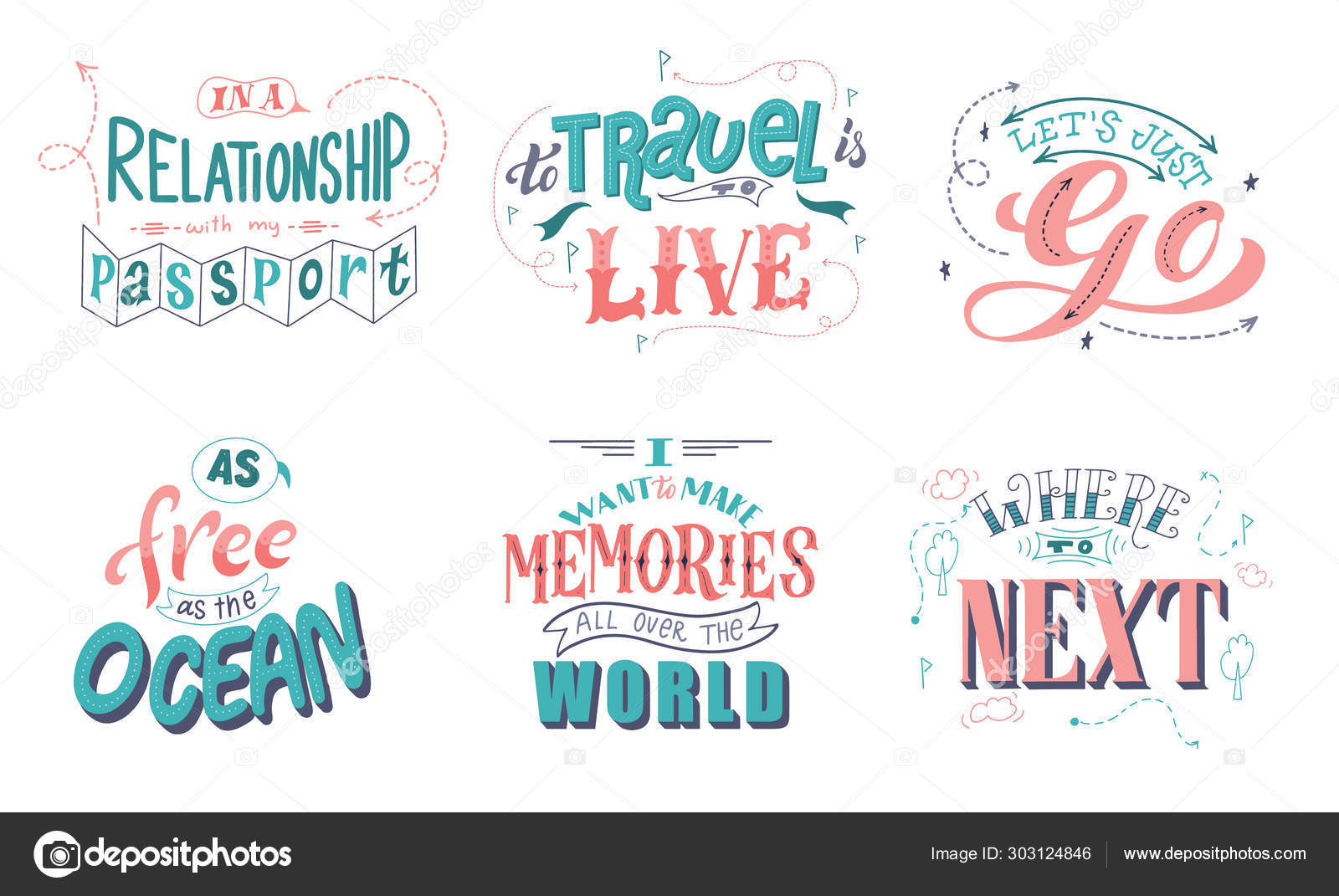 Handwritten quotes about travel. Motivational posters with letter ...