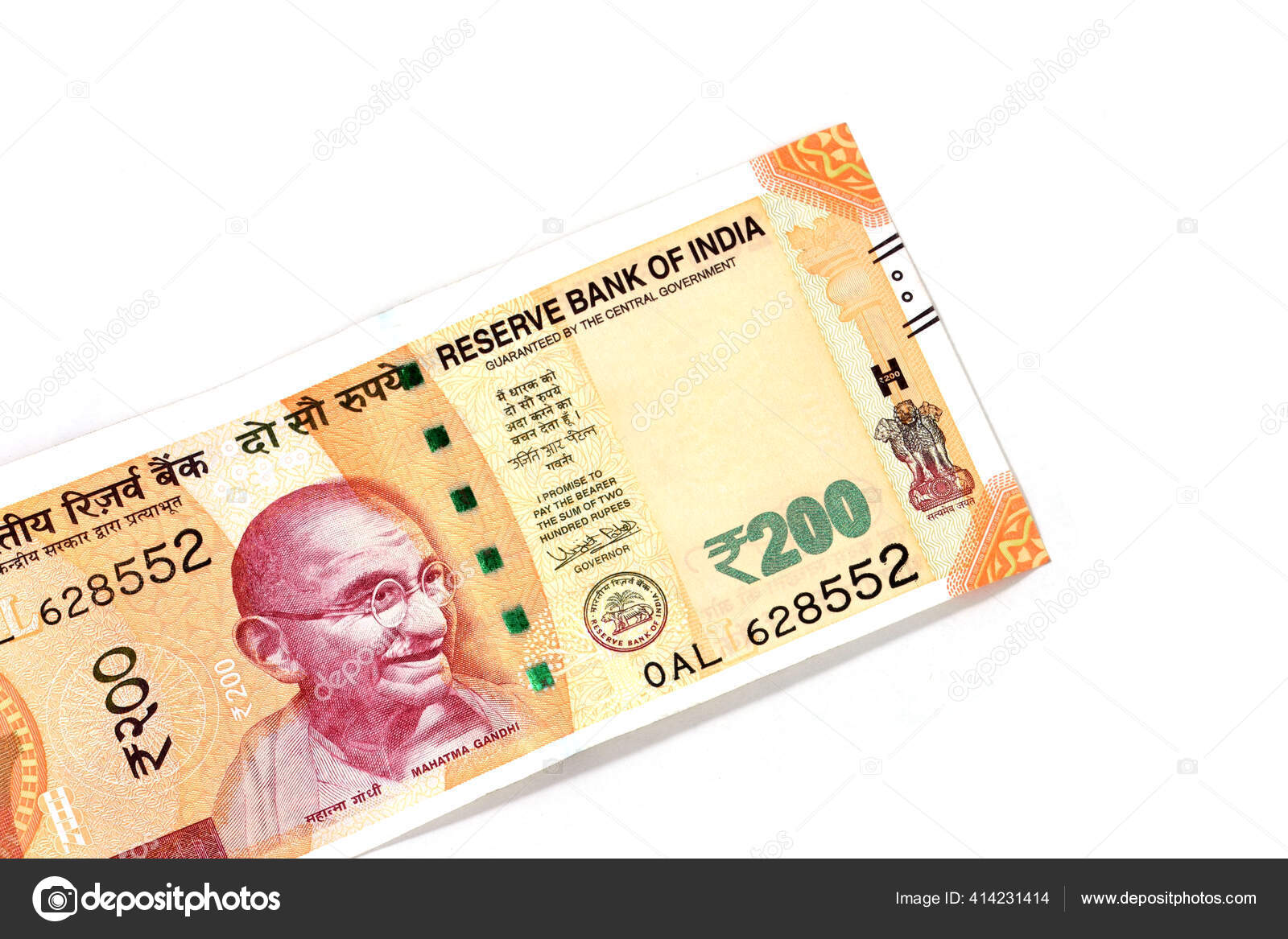 New Indian Currency 200 Rupee Note — Stock Photo © SNSSudio #414231414