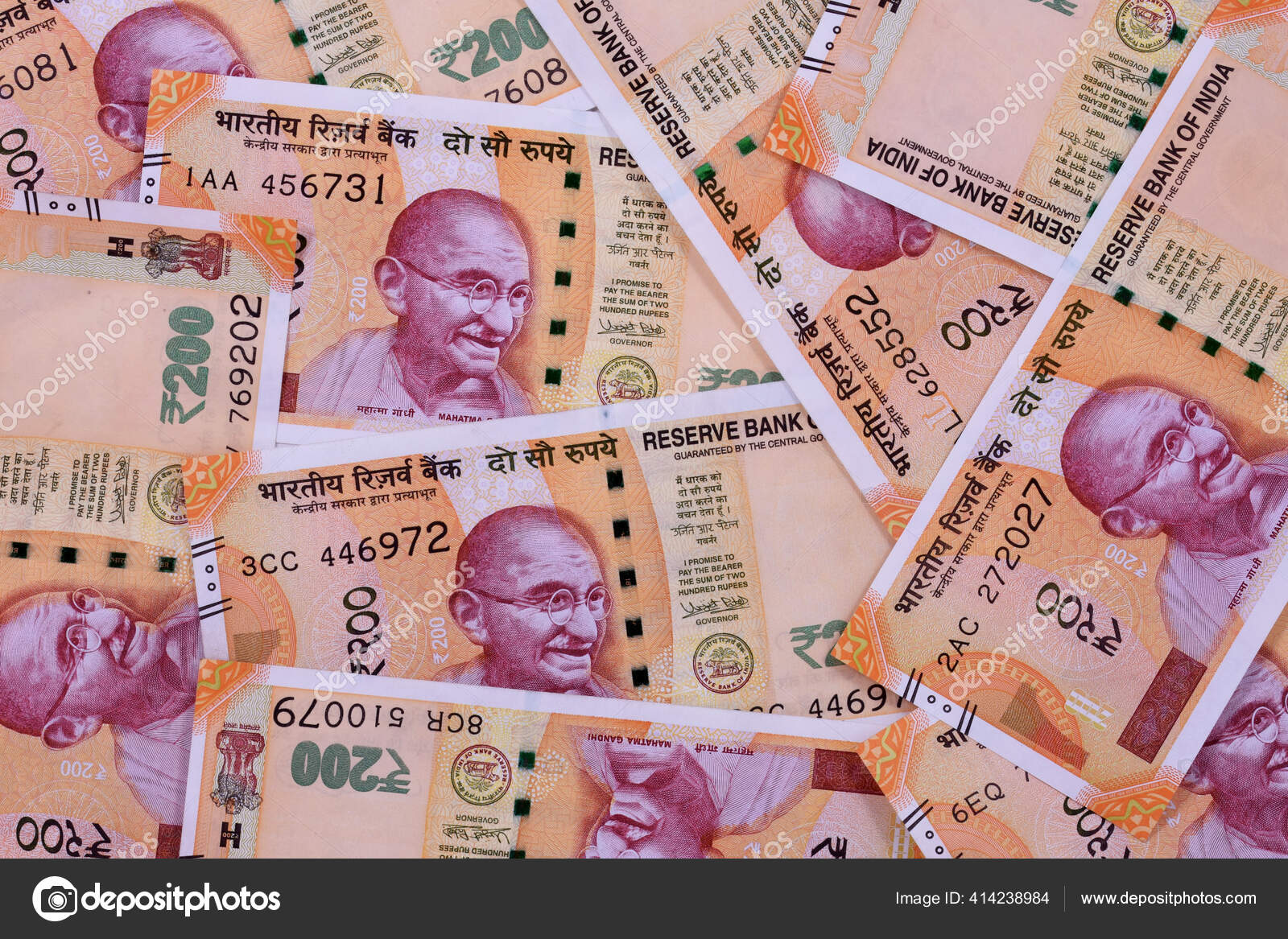 New Indian Currency 200 Rupee Notes Background — Stock Photo © SNSSudio ...