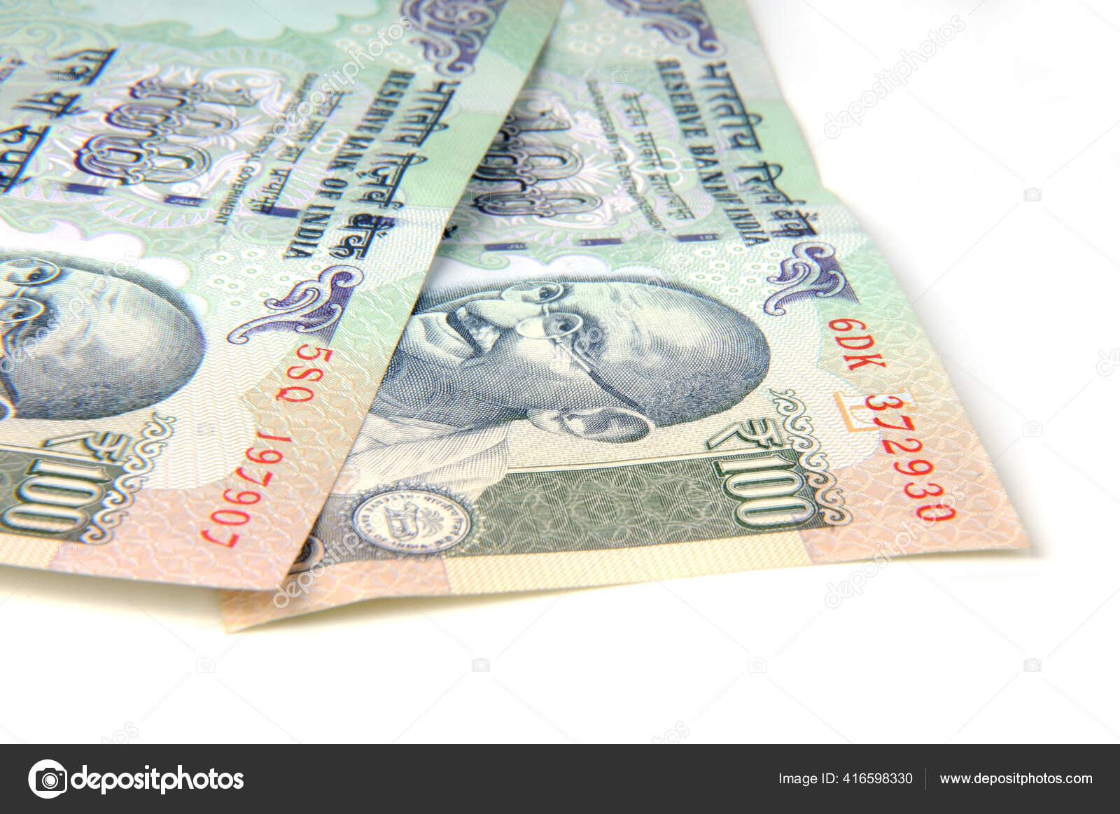 One Hundred Rupee Note Indian Currency — Stock Photo © SNSSudio #416598330
