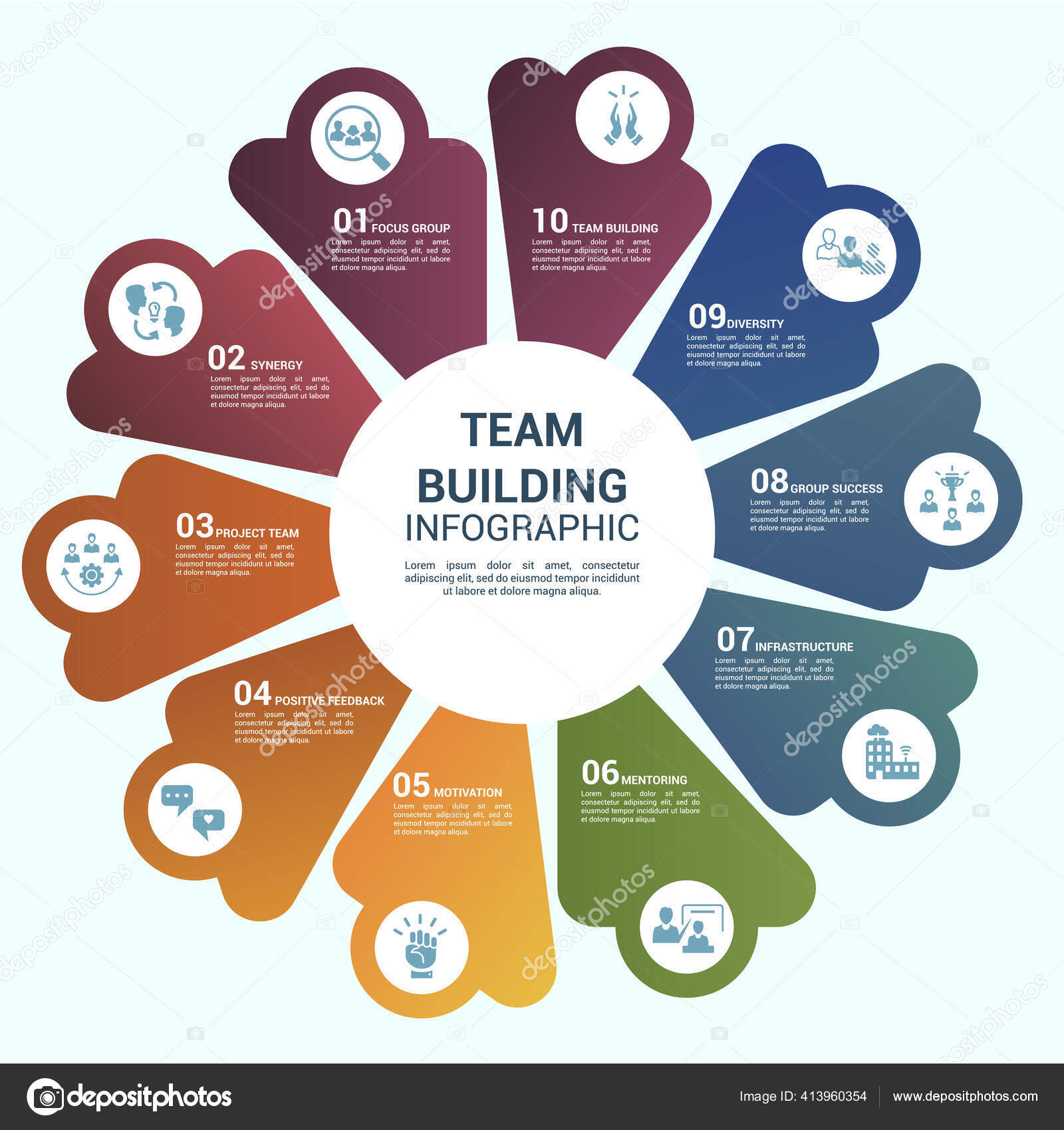 Vector Teamwork Infographic Template Include Vision Planning ...