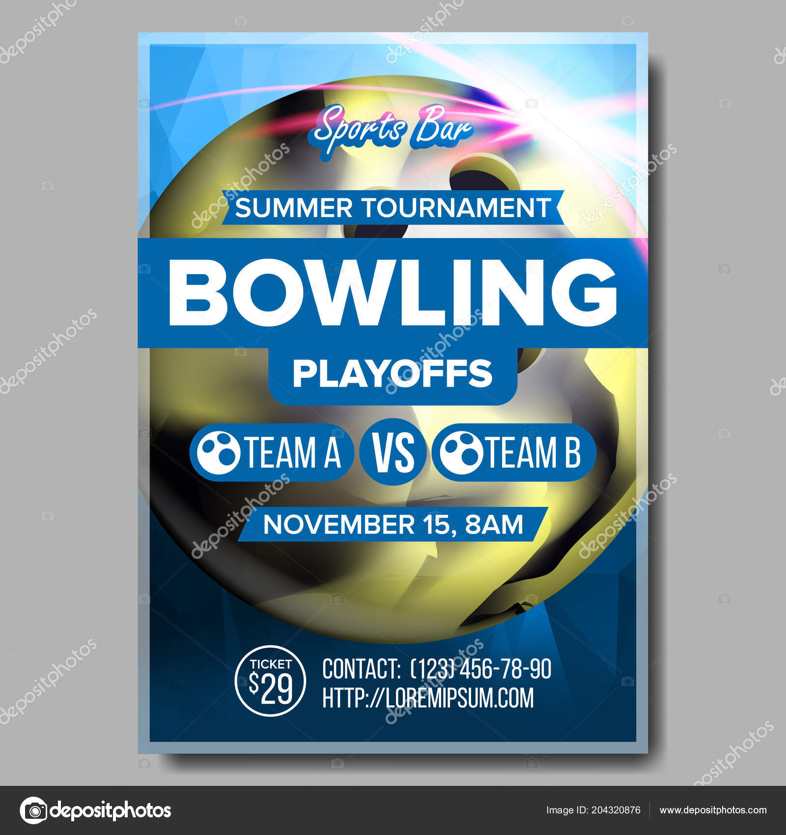 Bowling Poster Vector. Design For Sport Pub, Cafe, Bar Promotion ...