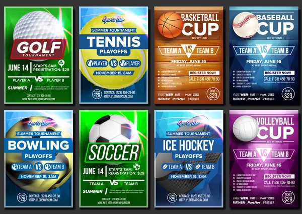 Sport Poster Vector. Soccer, Tennis, Golf, Basketball, Bowling ...