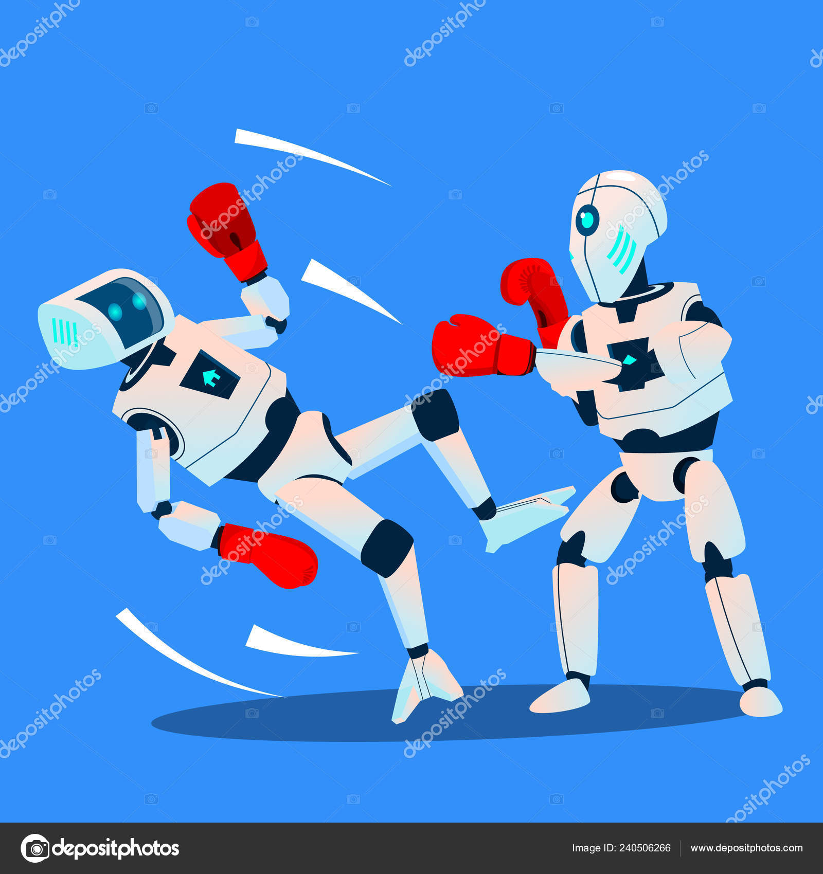 Dos robots boxeando en el vector del anillo. Ilustración aislada Vector ...