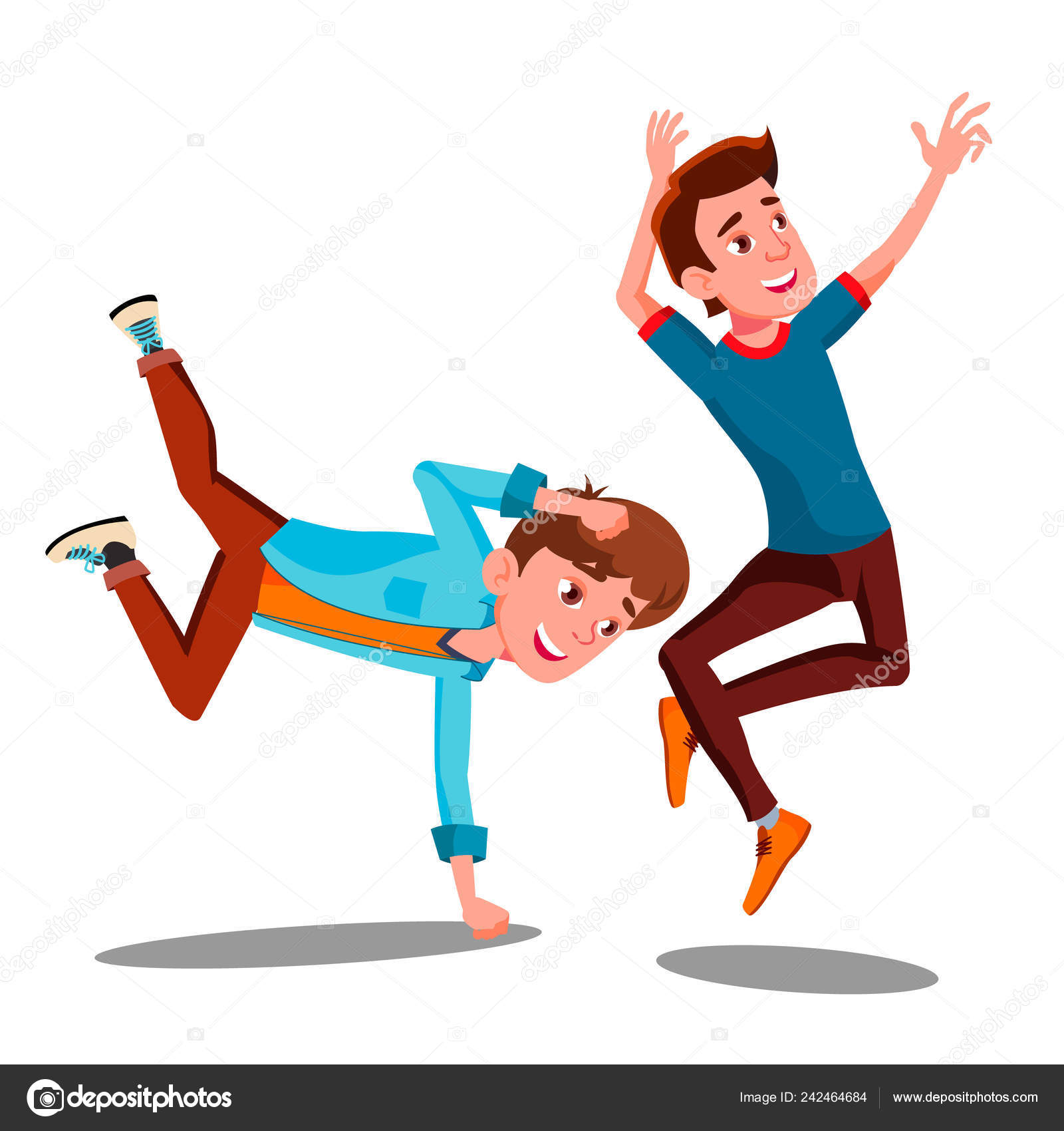Two Boys Dancing Break On Arms Vector. Ilustración aislada Vector de ...