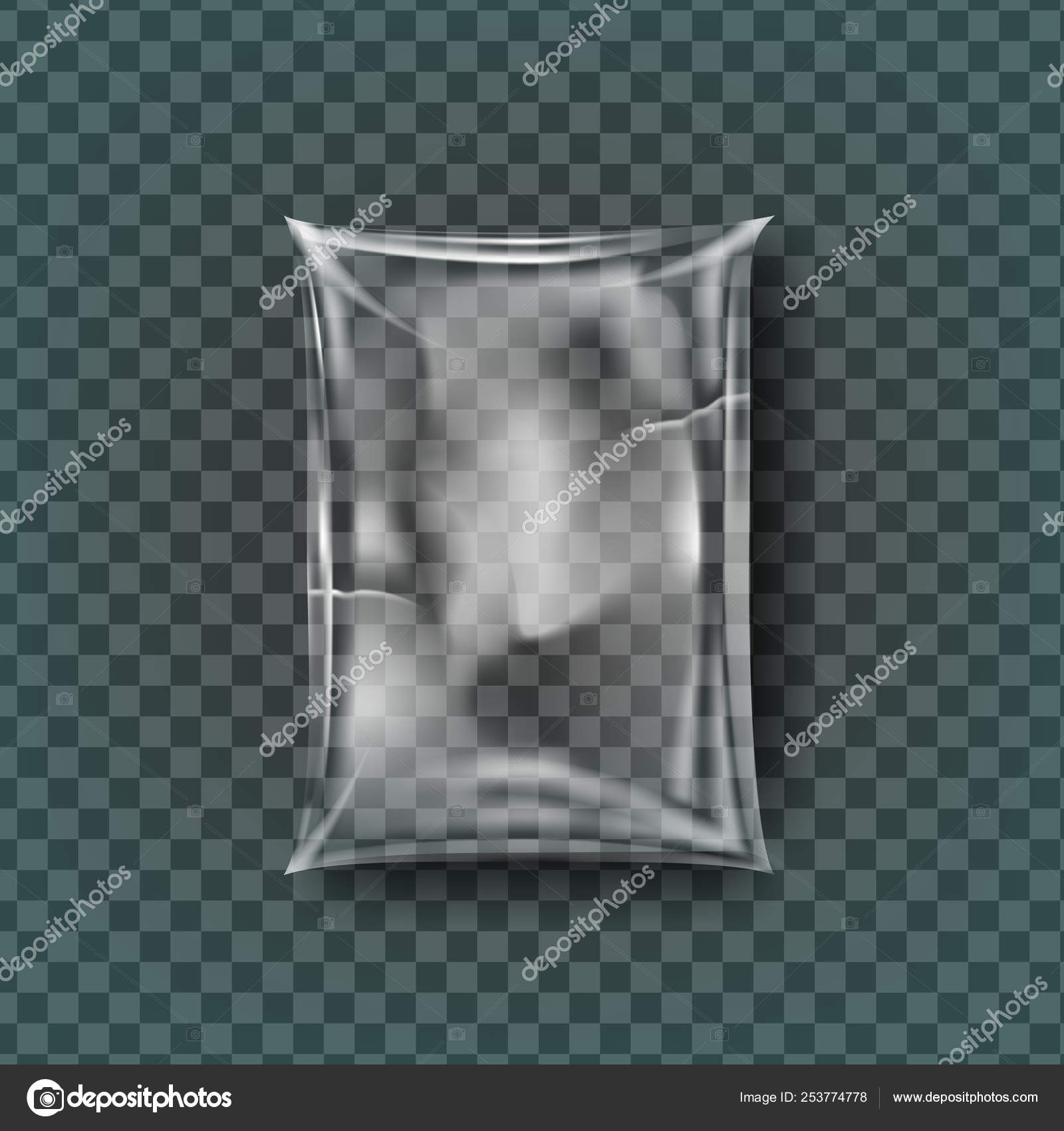 Plastic Snack Packaging Vector. Transparent Pillow Bag Wrap. Empty ...