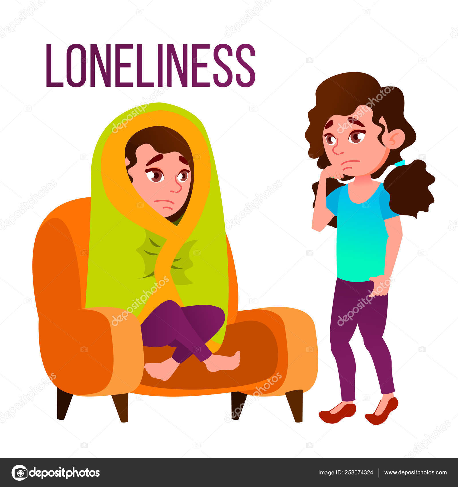Plantilla de póster de vectores de dibujos animados de soledad con ...