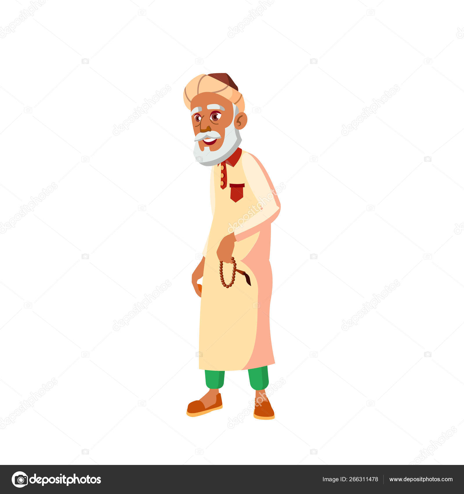 Arab, Muslim Old Man Vector. Elderly People. Senior Person. Isolated ...