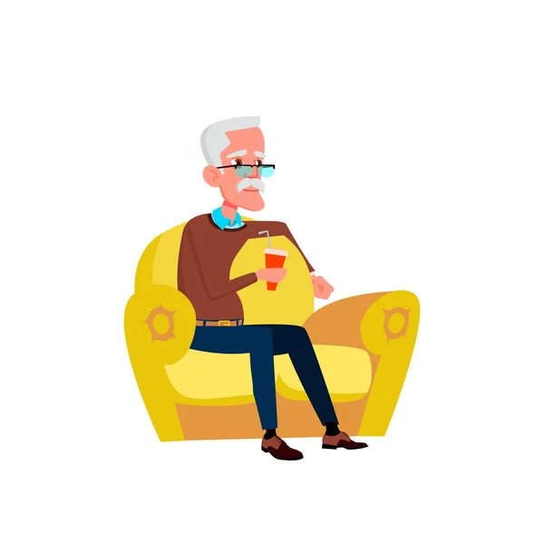 Old Man Reading Book Vector Paper Book Sitting In A Chair Isolated