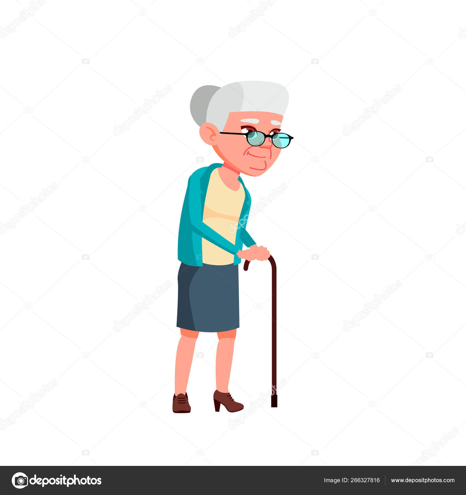 Hvid Gammel Kvinde Vector. Ældre mennesker. En ældre person. Isoleret ...