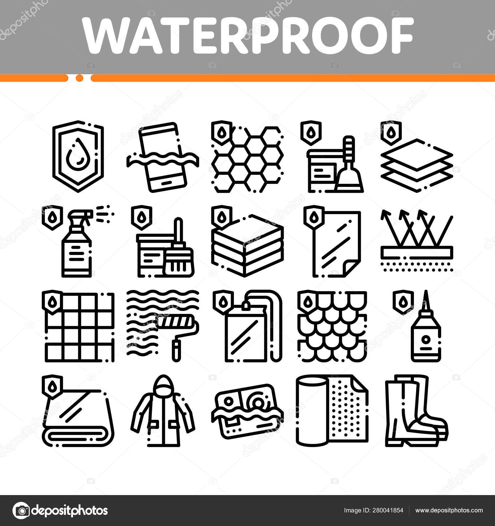 Waterproof Materials Vector Thin Line Icons Set Stock Vector by ...