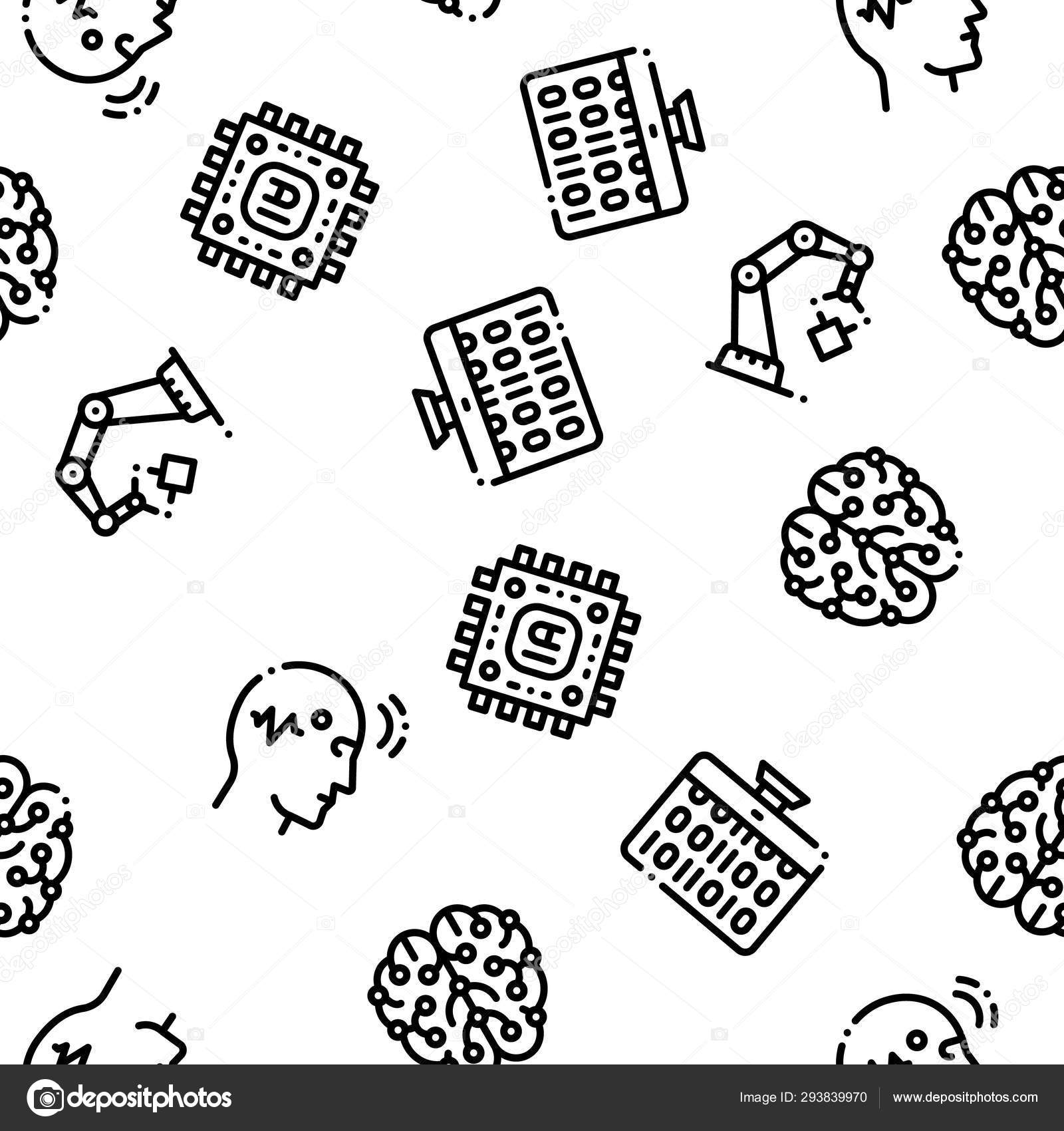 Artificial Intelligence Seamless Pattern Vector — Stock Vector ...