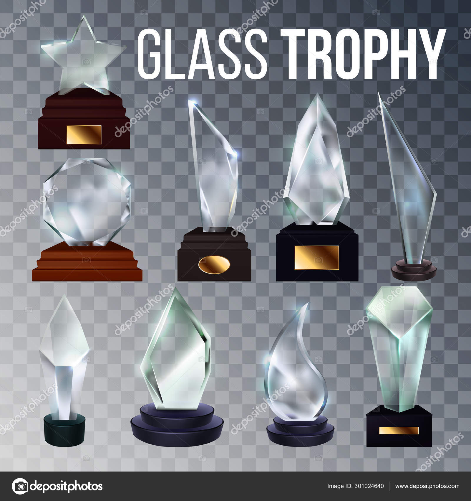 Different Form Collection Glass Trophy Set Vector Stock Vector by ...