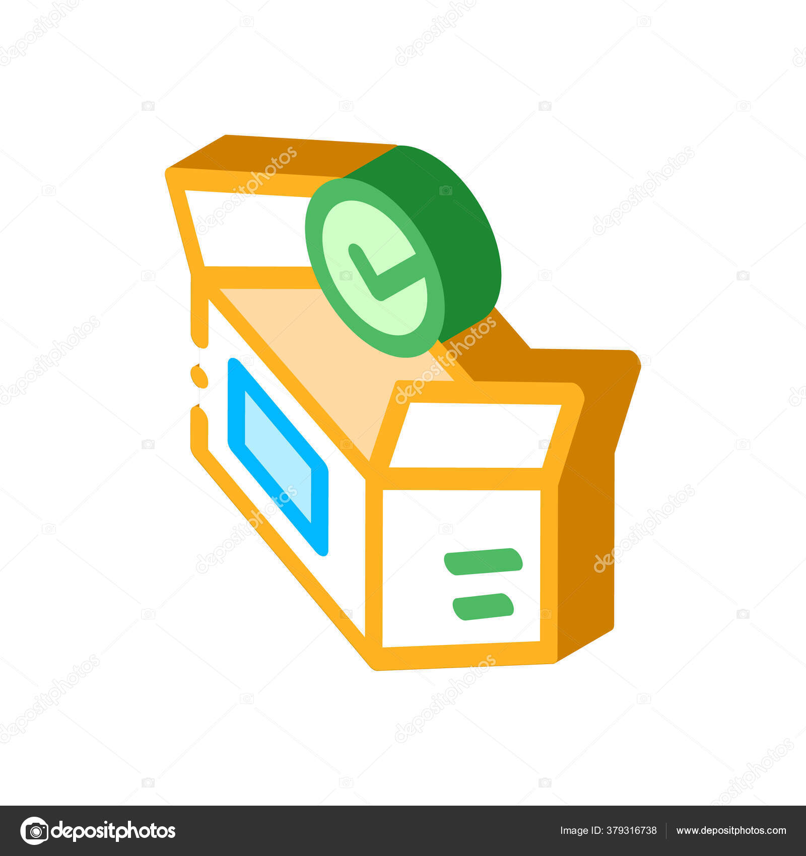 Opened Carton Box Approved Element Vector Isometric Sign Color Isolated ...
