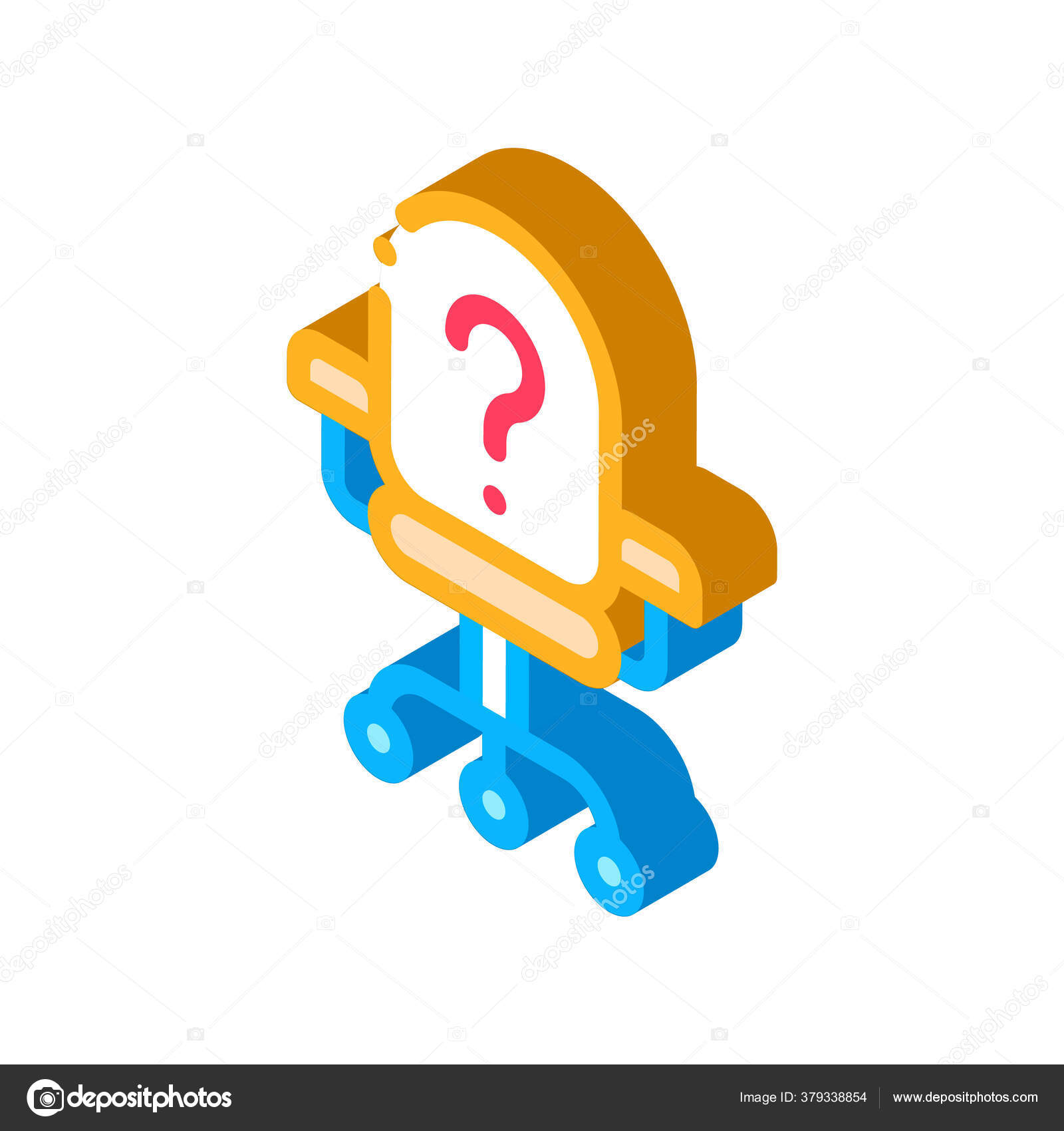 Office Chair Question Mark Job Hunting Vector Isometric Sign Color ...
