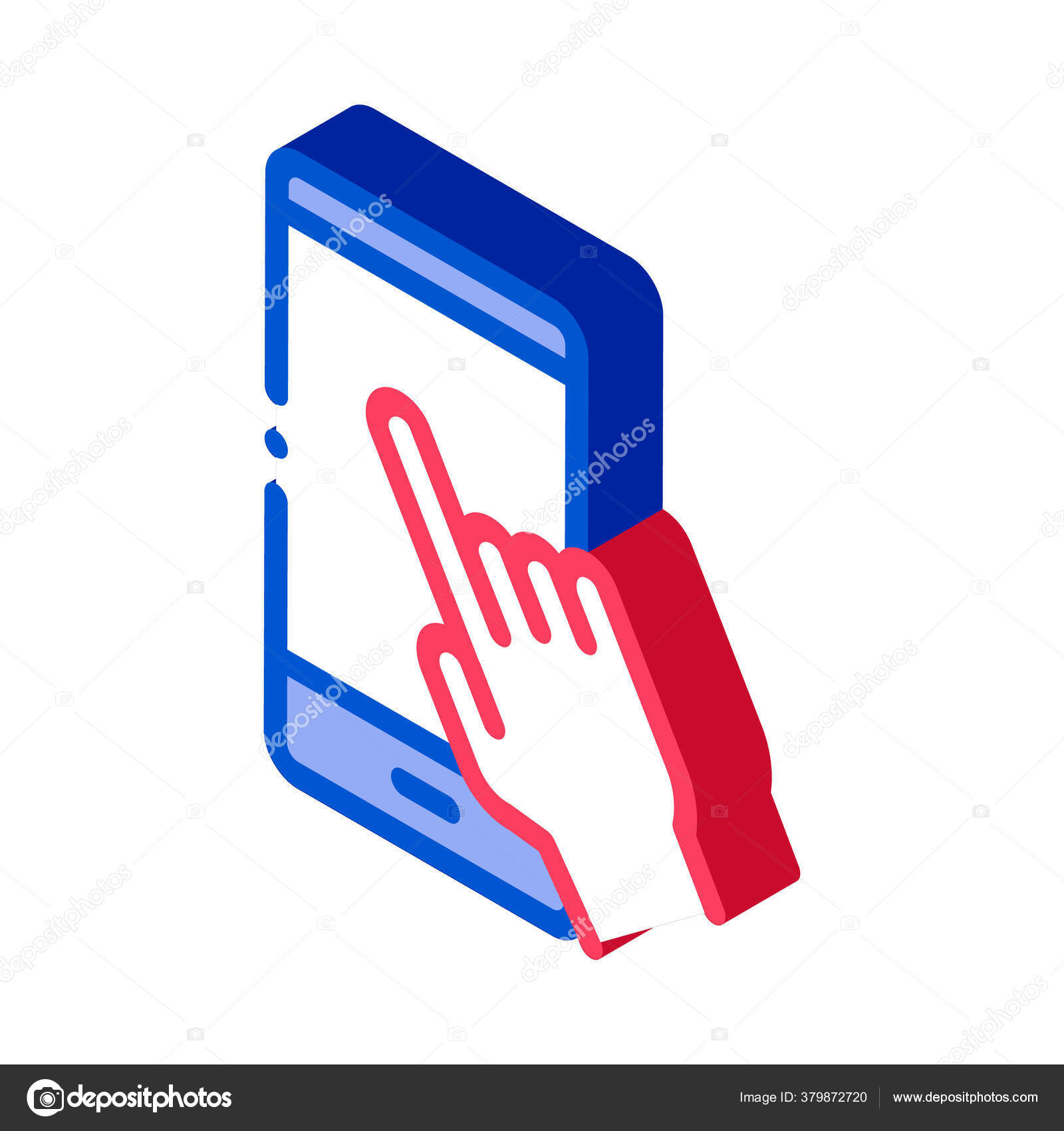 Hand Push Phone Icon Vector Isometric Hand Push Phone Sign Stock Vector ...