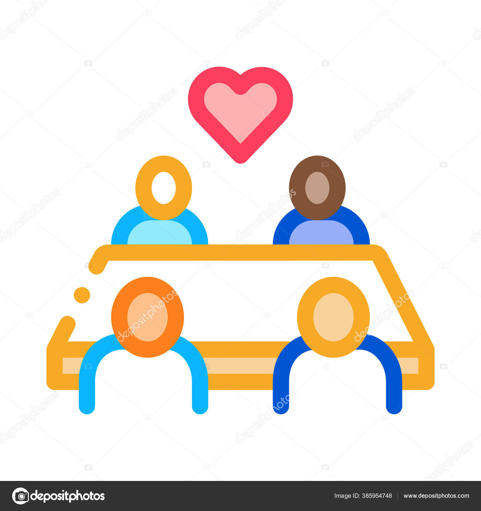 Multiracial People Sitting Table Icon Vector Multiracial People Sitting ...