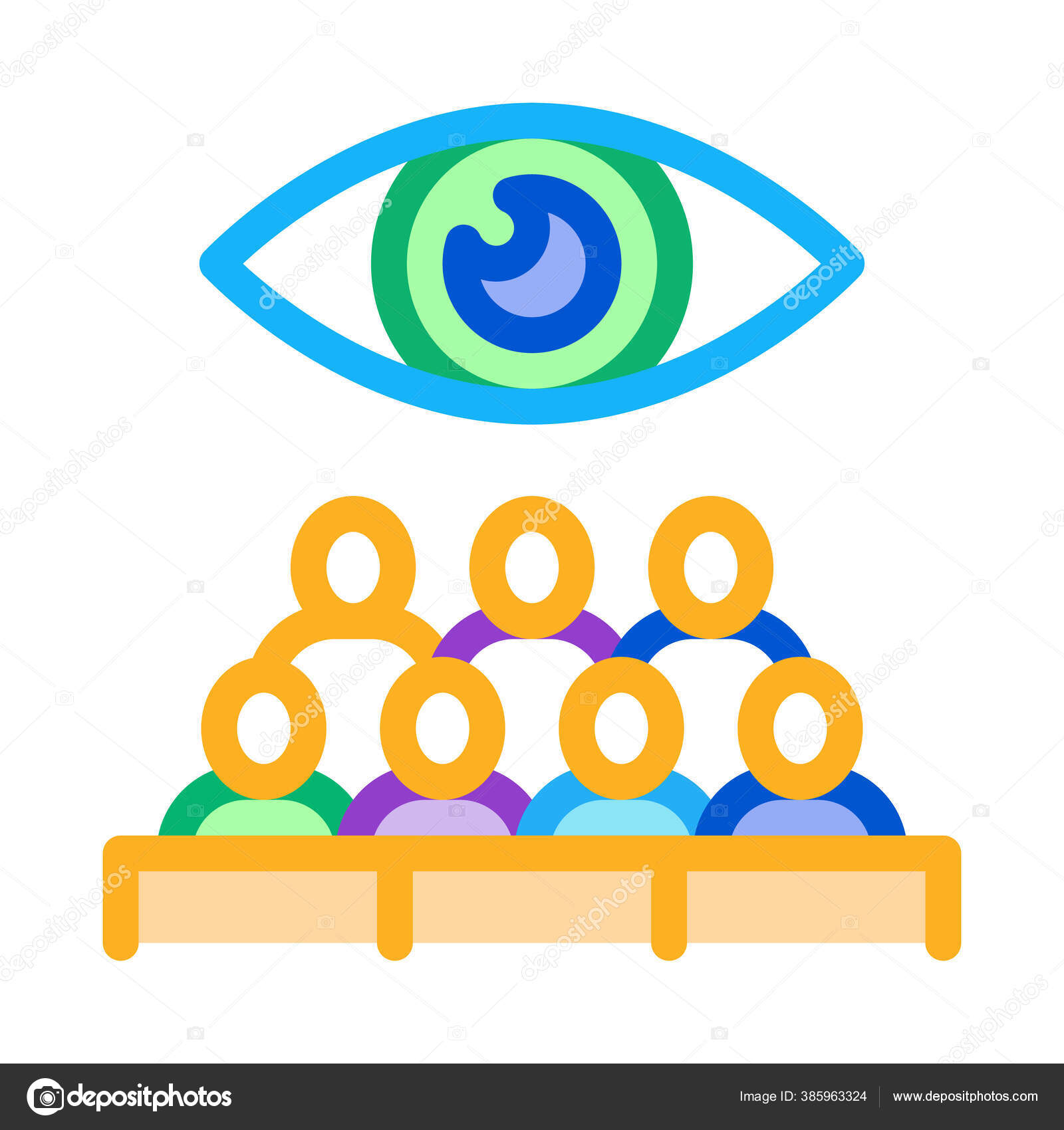 Audience Watching Icon Vector Audience Watching Sign Color Symbol ...