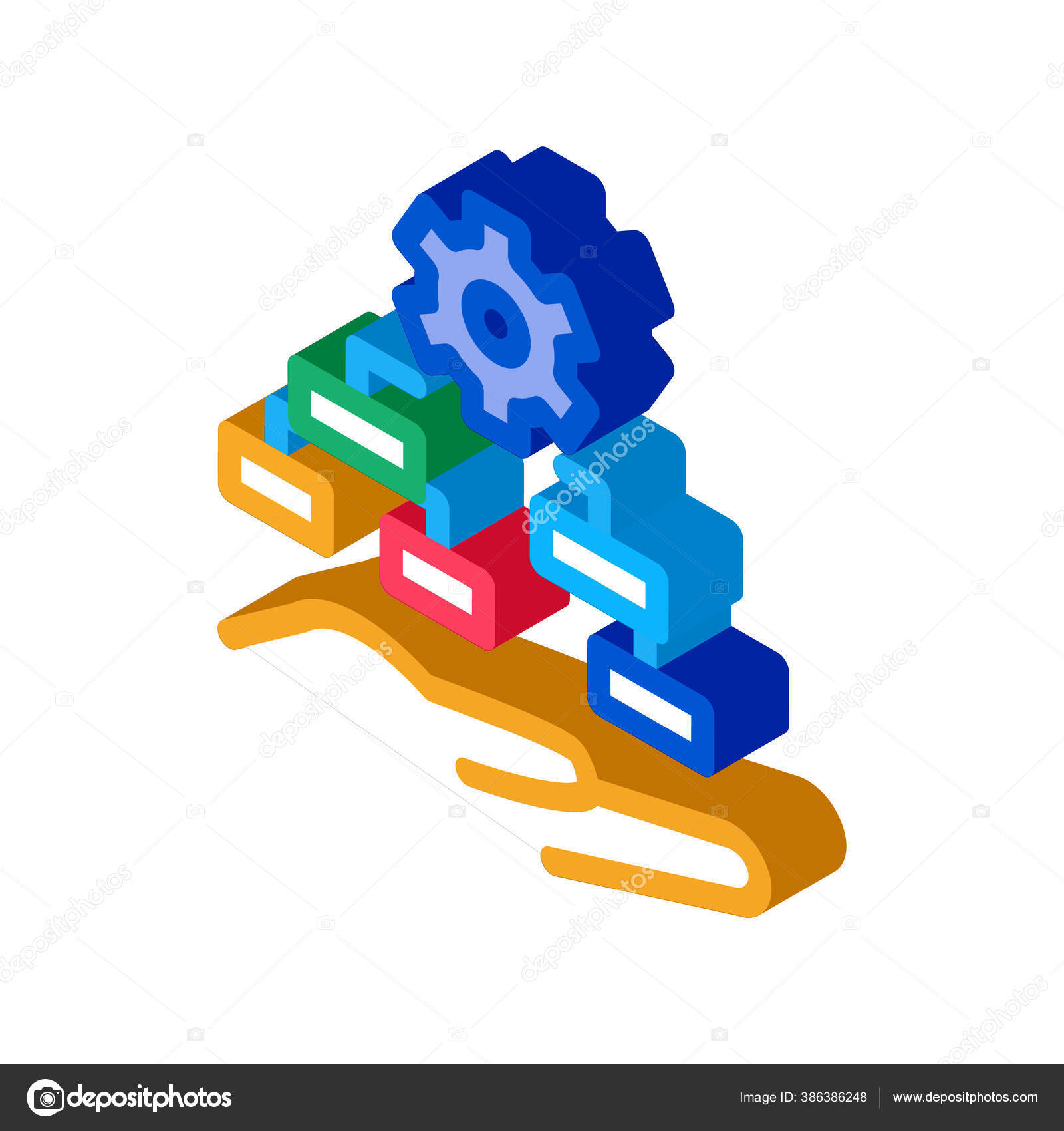 Settings Algorithm Icon Vector Isometric Settings Algorithm Sign Color Isolated Stock Vector