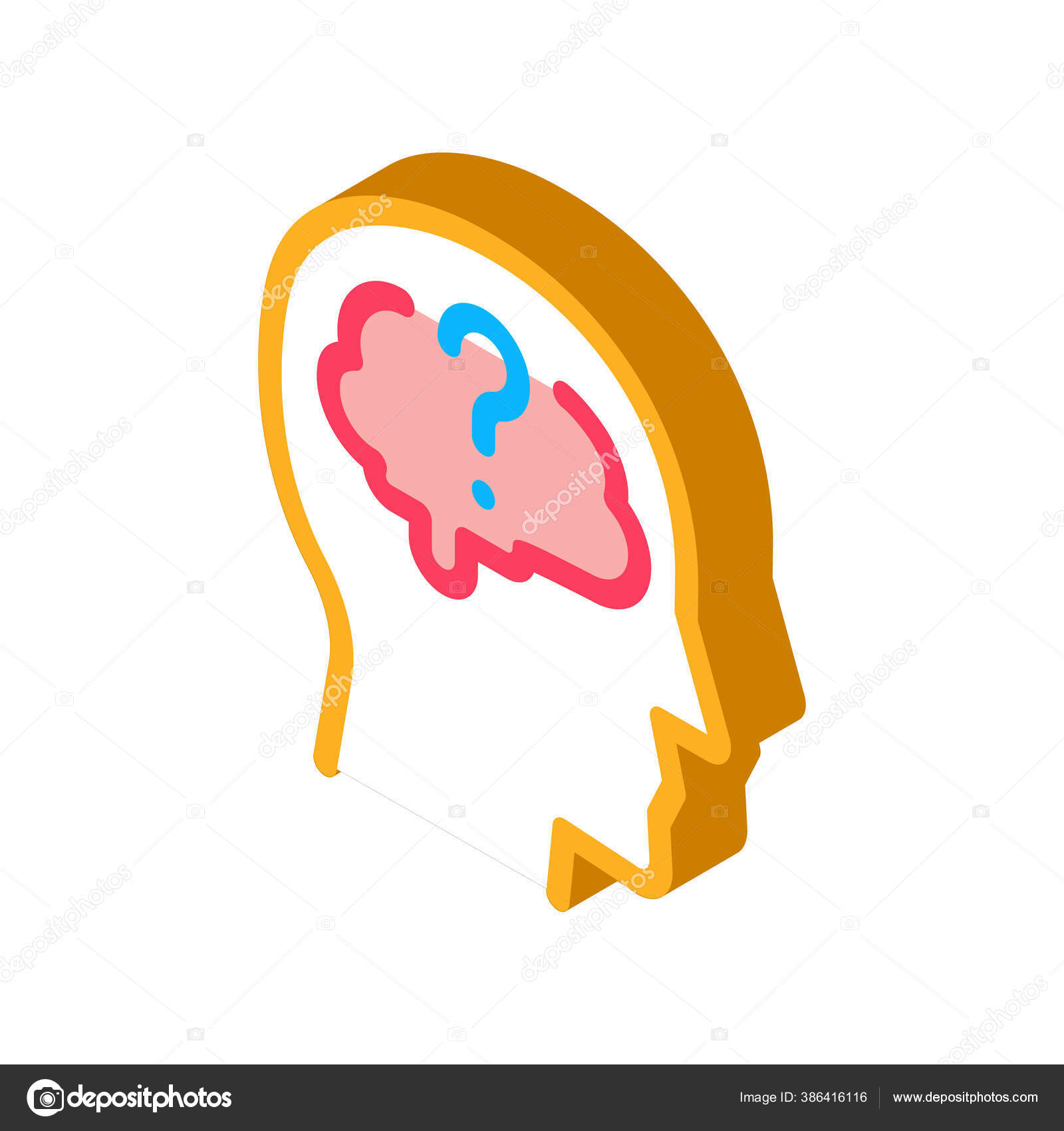 Brain Question Mark Icon Vector Isometric Brain Question Mark Sign ...