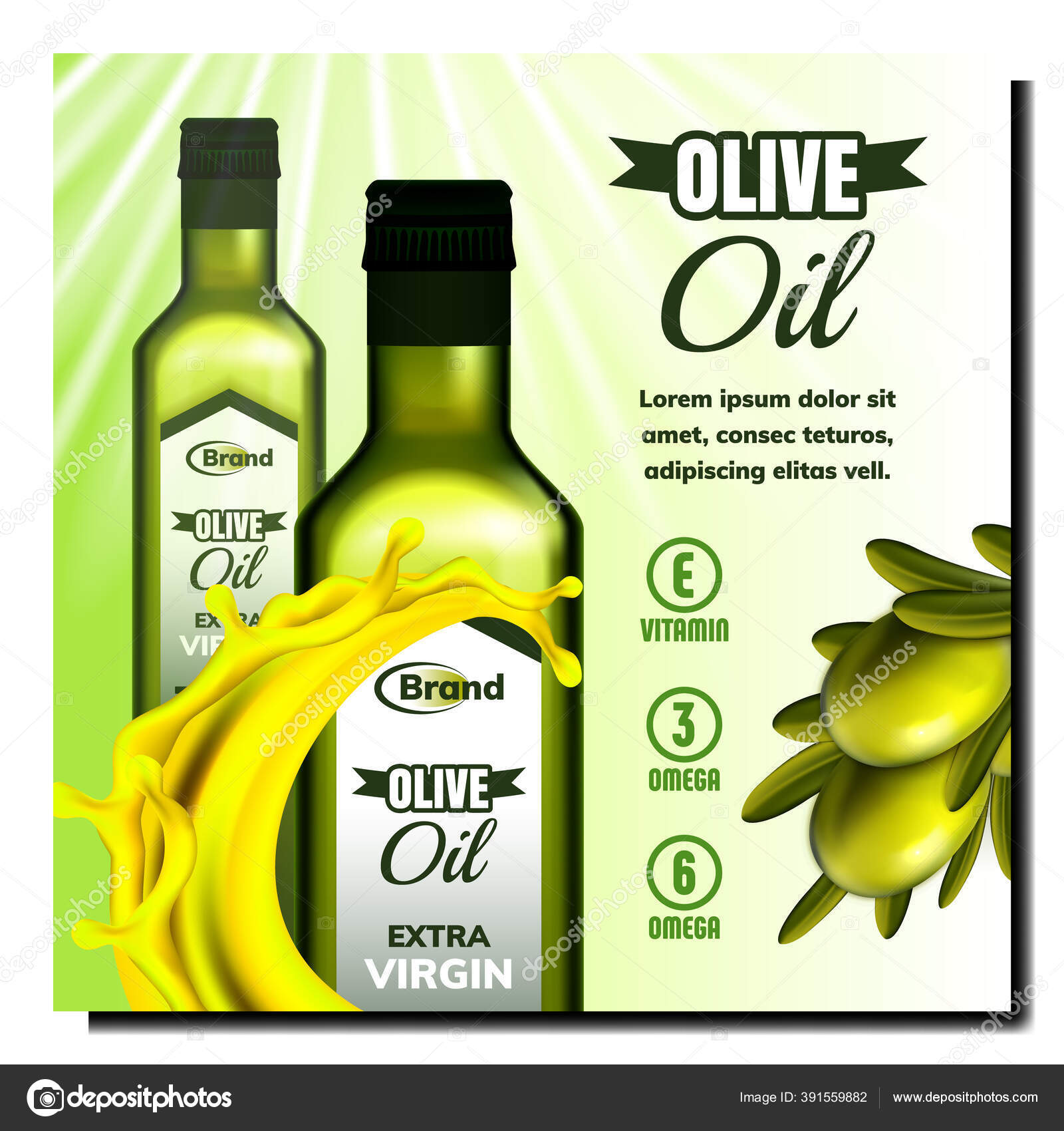 Olive Oil Extra Virgin Promotional Poster Vector Stock Vector by ...