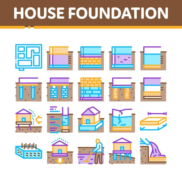 House Foundation Base Collection Icons Set Vector Concrete Brick ...