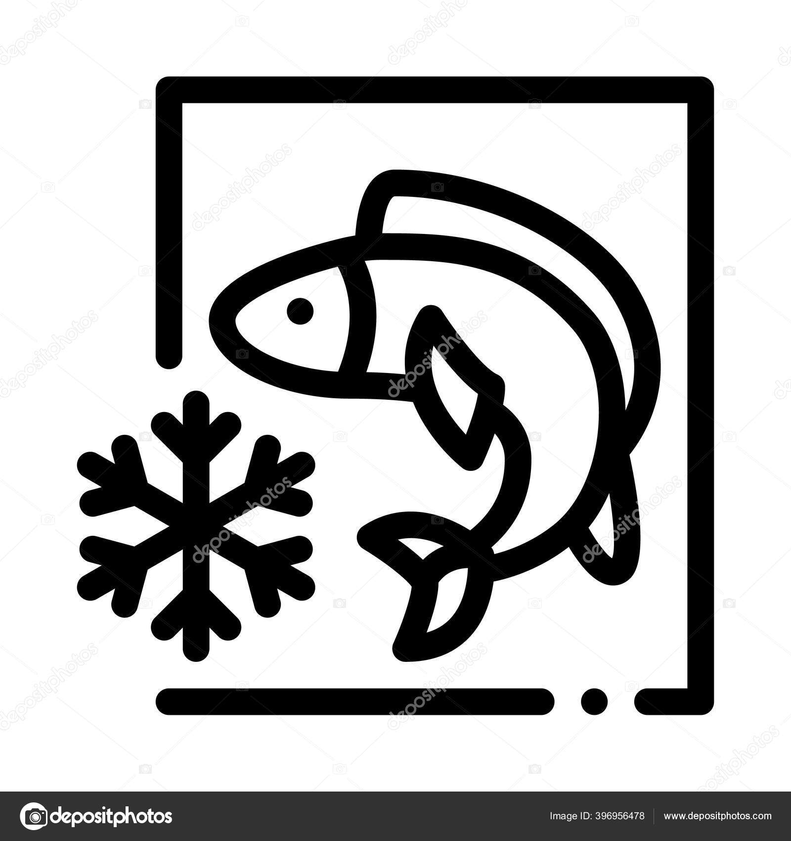 Frozen Fish Icon Vector Frozen Fish Sign Isolated Contour Symbol Stock ...