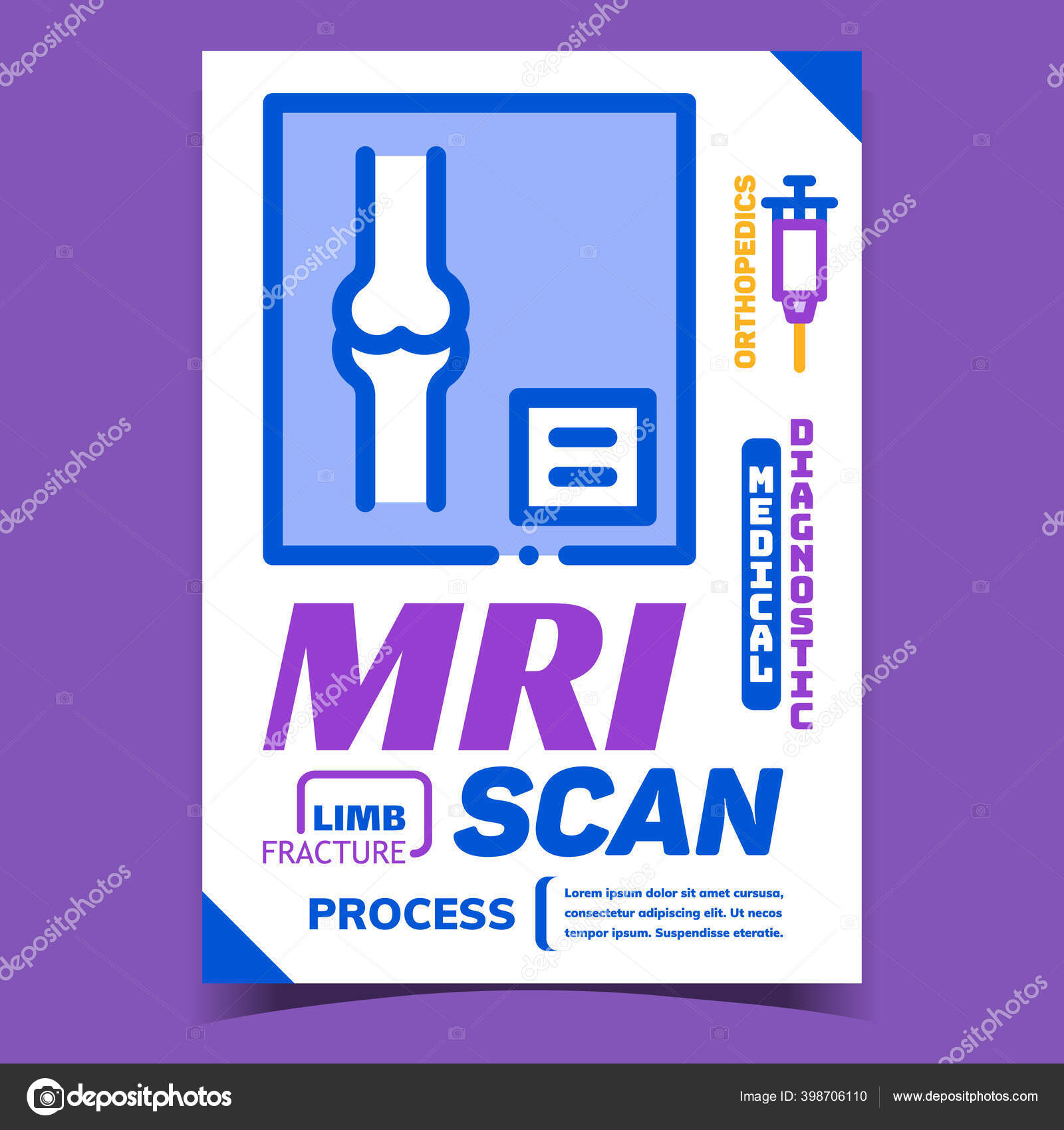 Mri Scan Medical Process Advertising Banner Vector Limb Fracture Mri ...