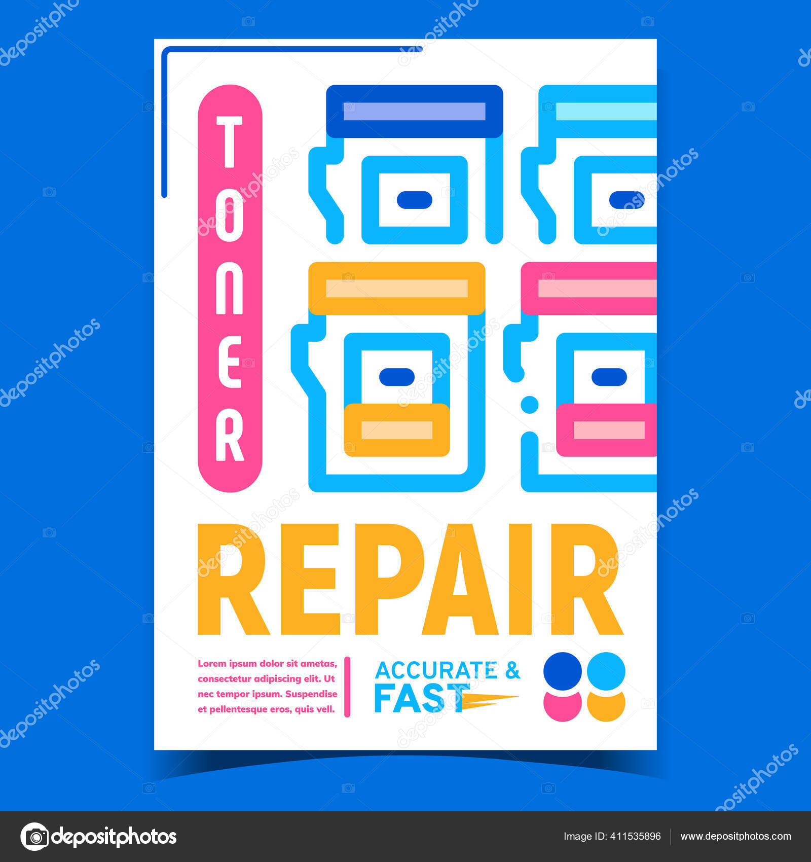 Toner Repair Service Advertising Poster Vector Stock Vector Image by ...