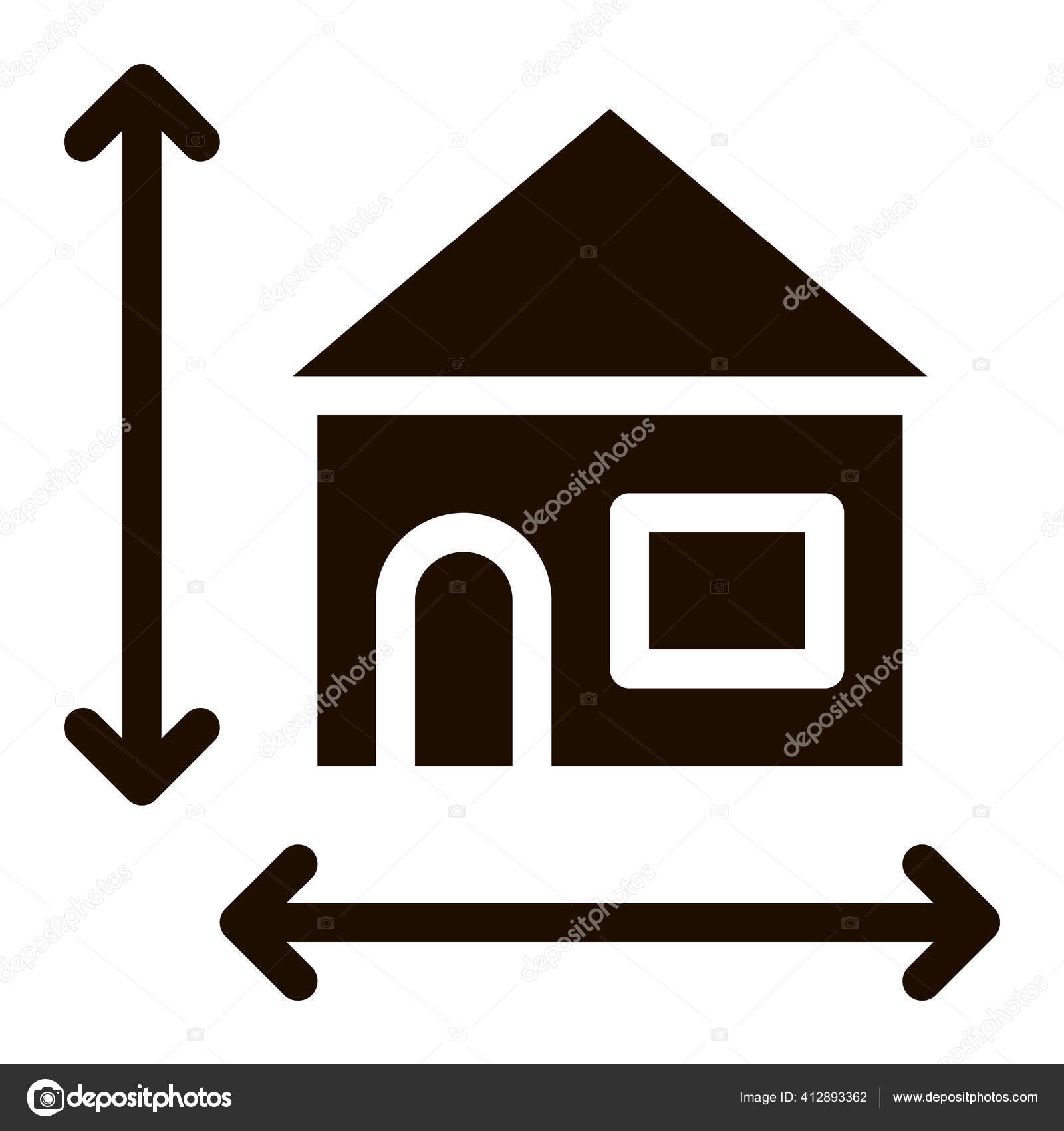 House Size Height Width Vector Icon Building Size Dimension Pictogram ...