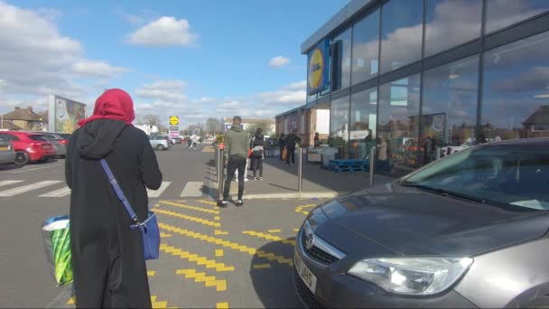 Shoppers Standing Queue Lidl Car Park Ruislip Whilst Keeping Social ...
