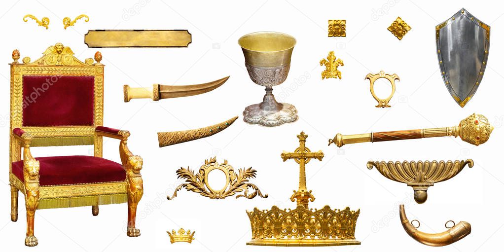 Elementos dorados del interior imperial real aislados 2023