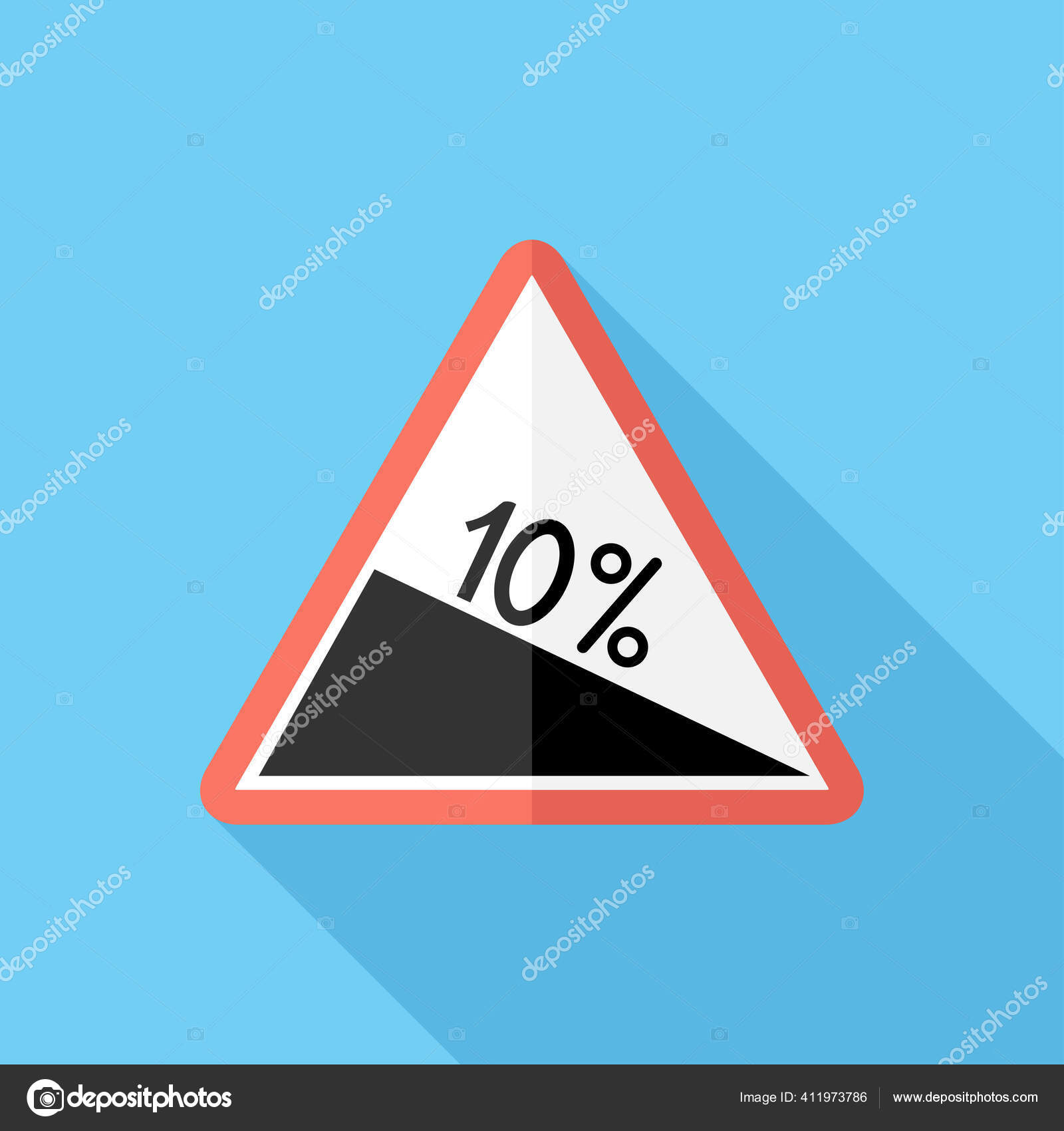 Steep Descent Icon Road Signs Flat Design Style Modern Vector Stock ...