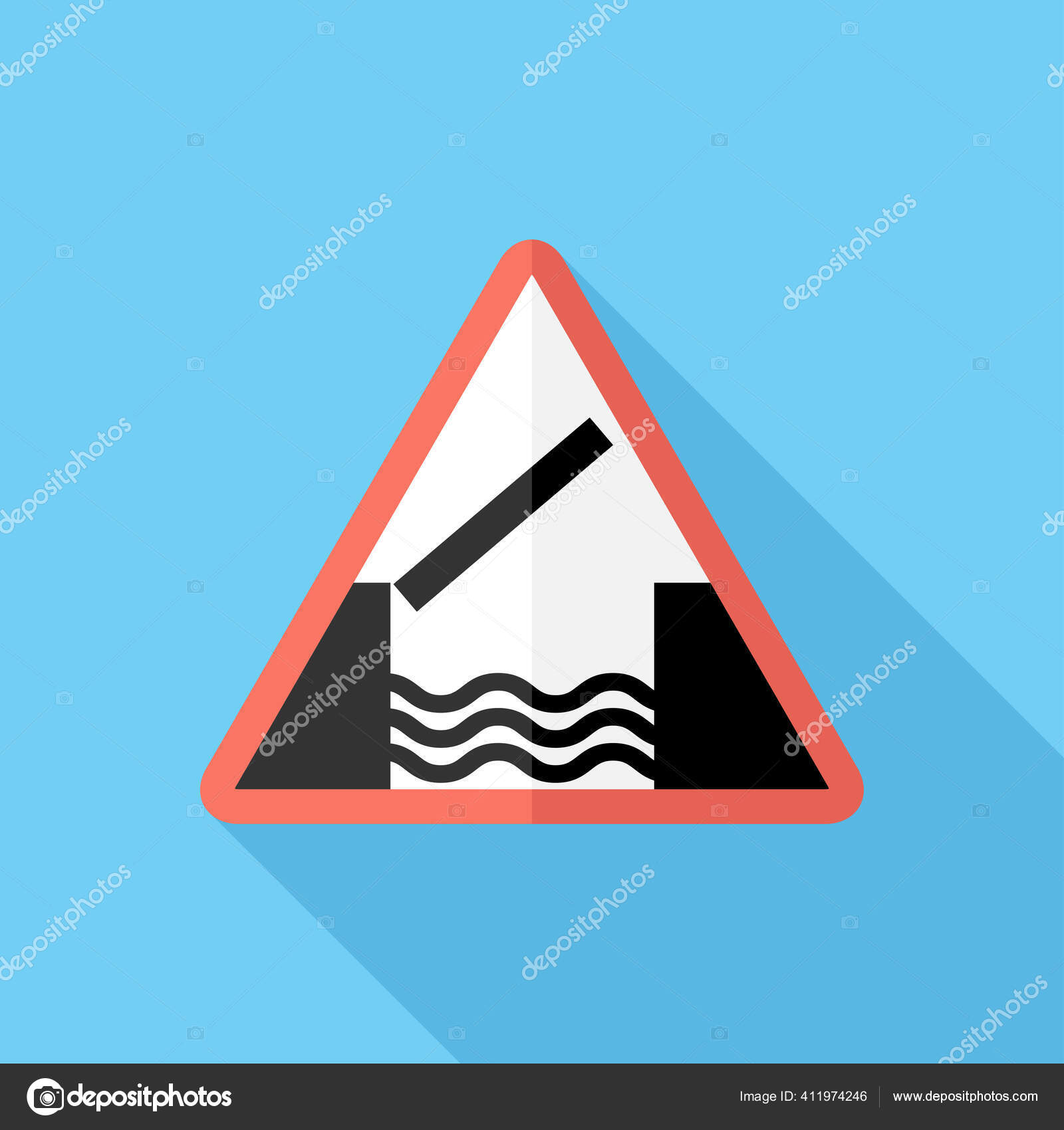 Opening Swing Bridge Icon Road Signs Flat Design Style Modern Stock ...