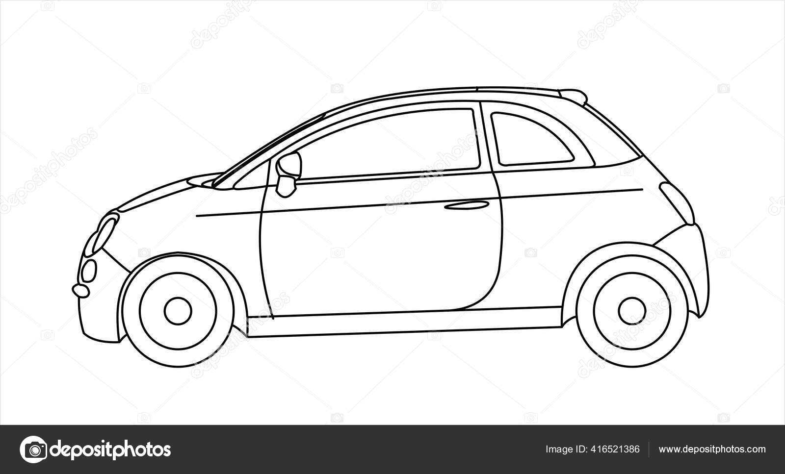 Outline Vector Car Isolated White Background Side View Stock Vector ...