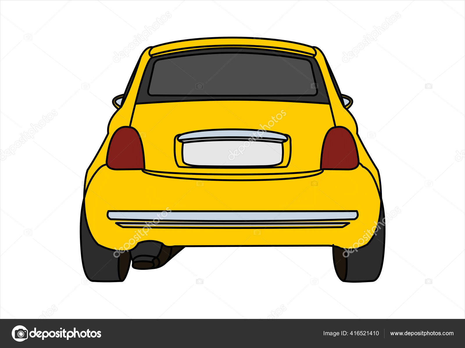 Vector Car Isolated White Background Rear View Stock Illustration by ...