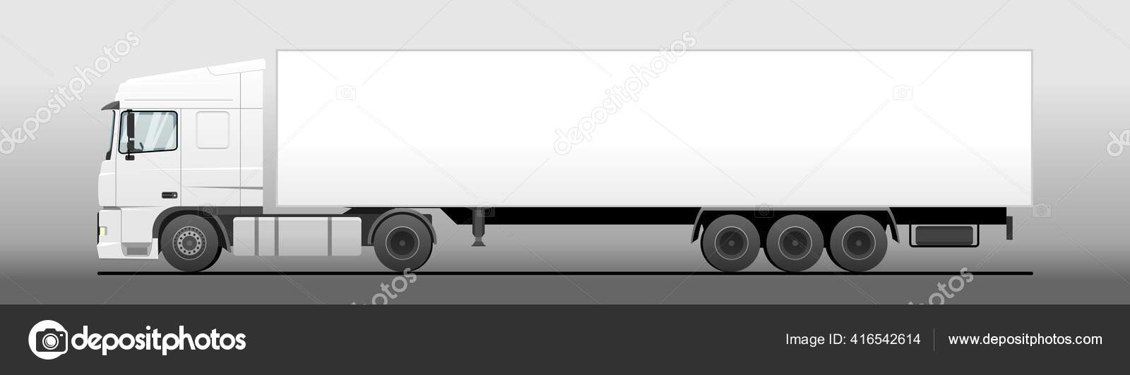 Vector Truck Lorry Semitrailer Side View White Blank Template Truck ...
