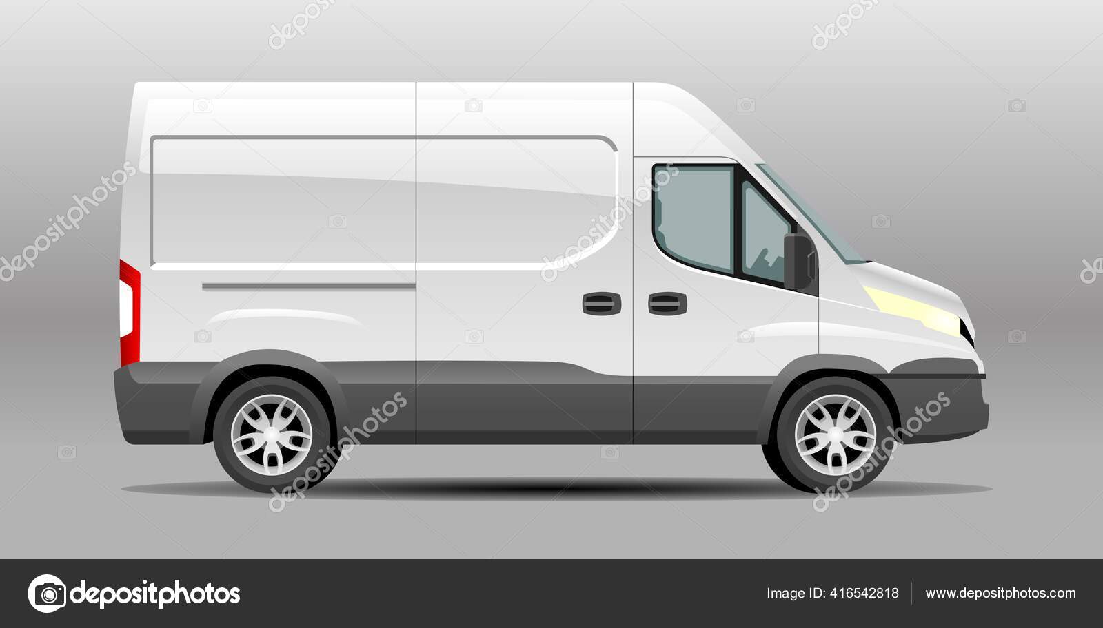 Detailed Realistic Delivery Van Vector Mockup Template Cargo Van ...