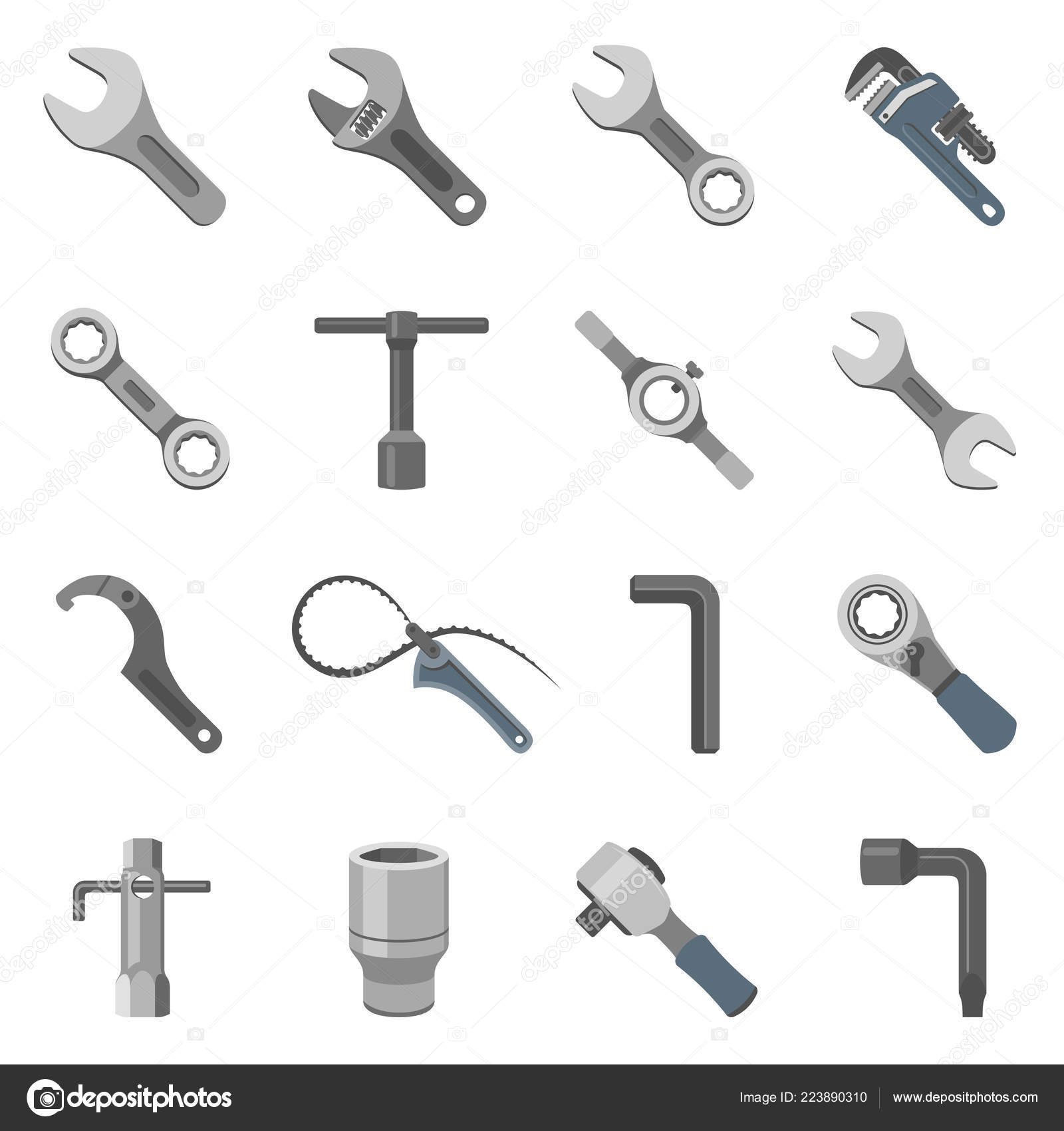 Sixteen Different Types Wrenches Stock Vector Image by ©zzelimir #223890310 Sixteen Different Types Wrenches Stock Vector Image by ©zzelimir #223890310