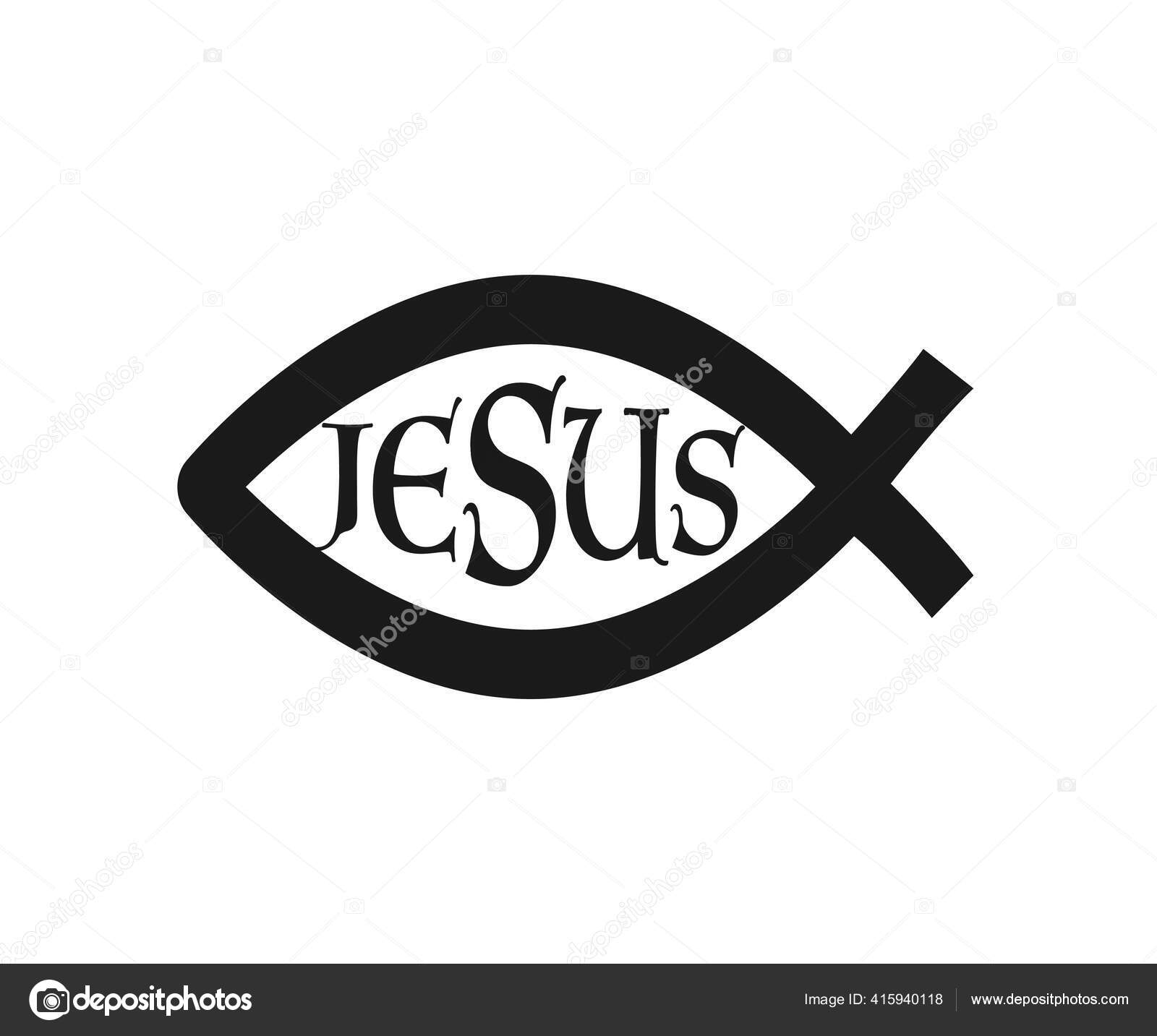 Peces Cristianos Con Jesús Palabra Vector Icono Vector de stock por ...