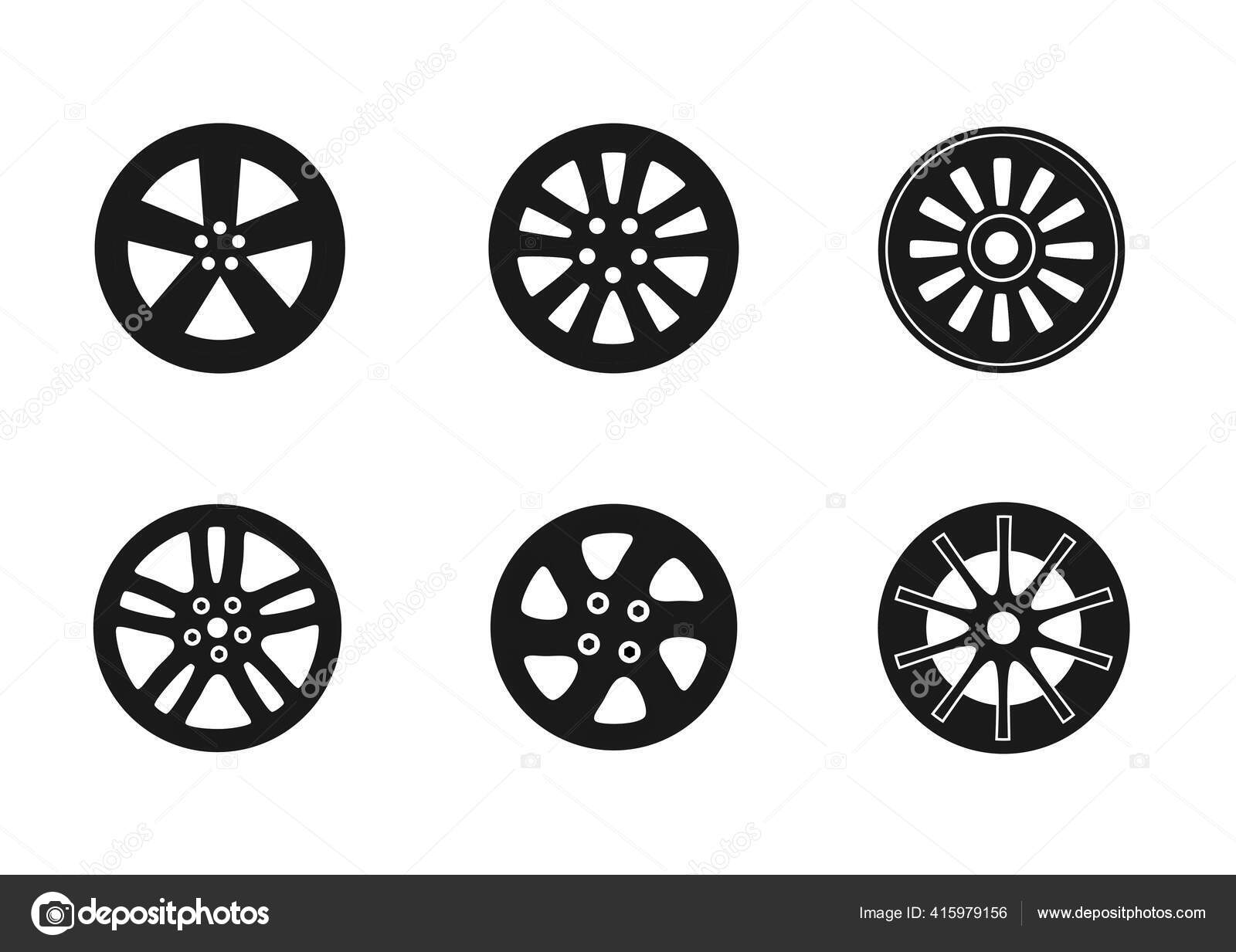 Vector Black Wheel Rims Disks Icons Set ⬇ Vector Image by © Vik10 ...