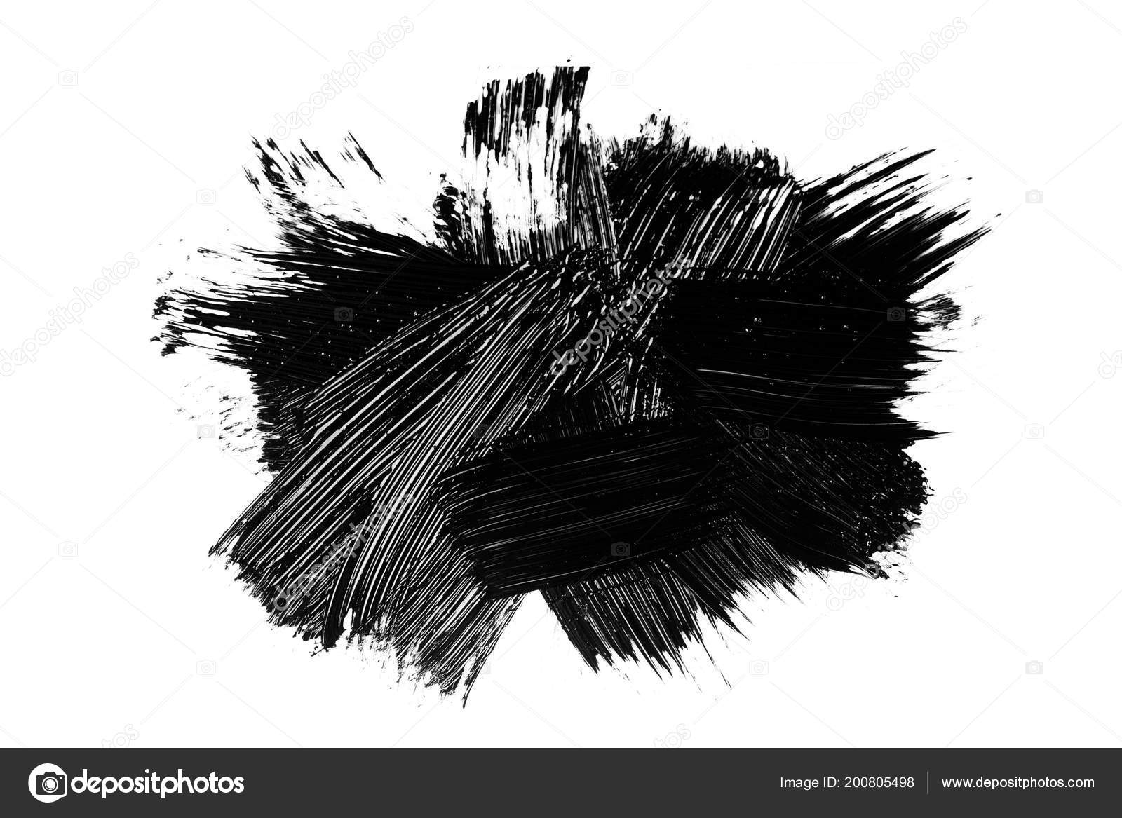 Abstract Grunge Brush Stroke Made Slack Acrylic Paint Isolated White ...