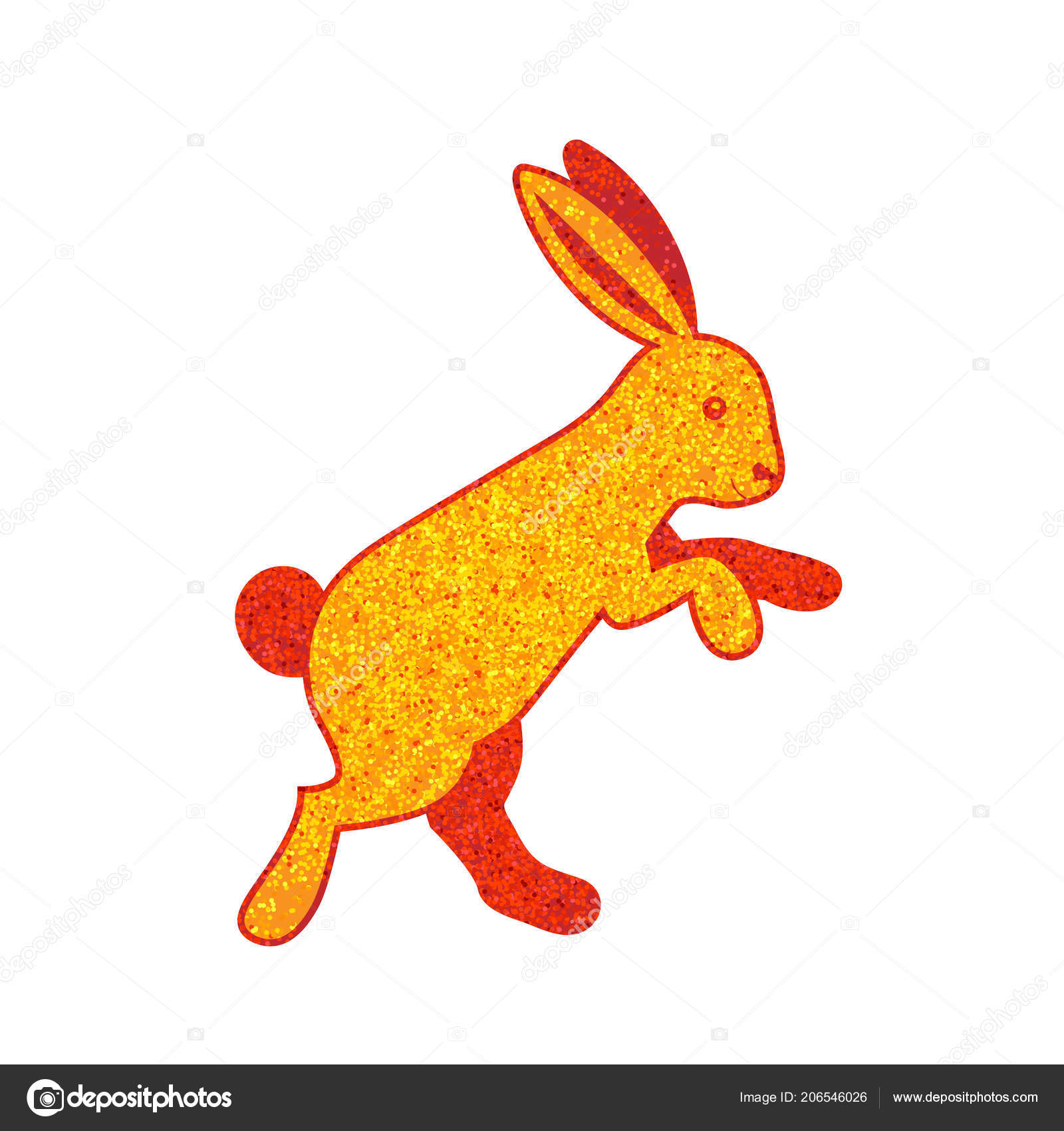 Rabbit Gold Silhouette Isolated White Background Golden Rabbit Logo ...