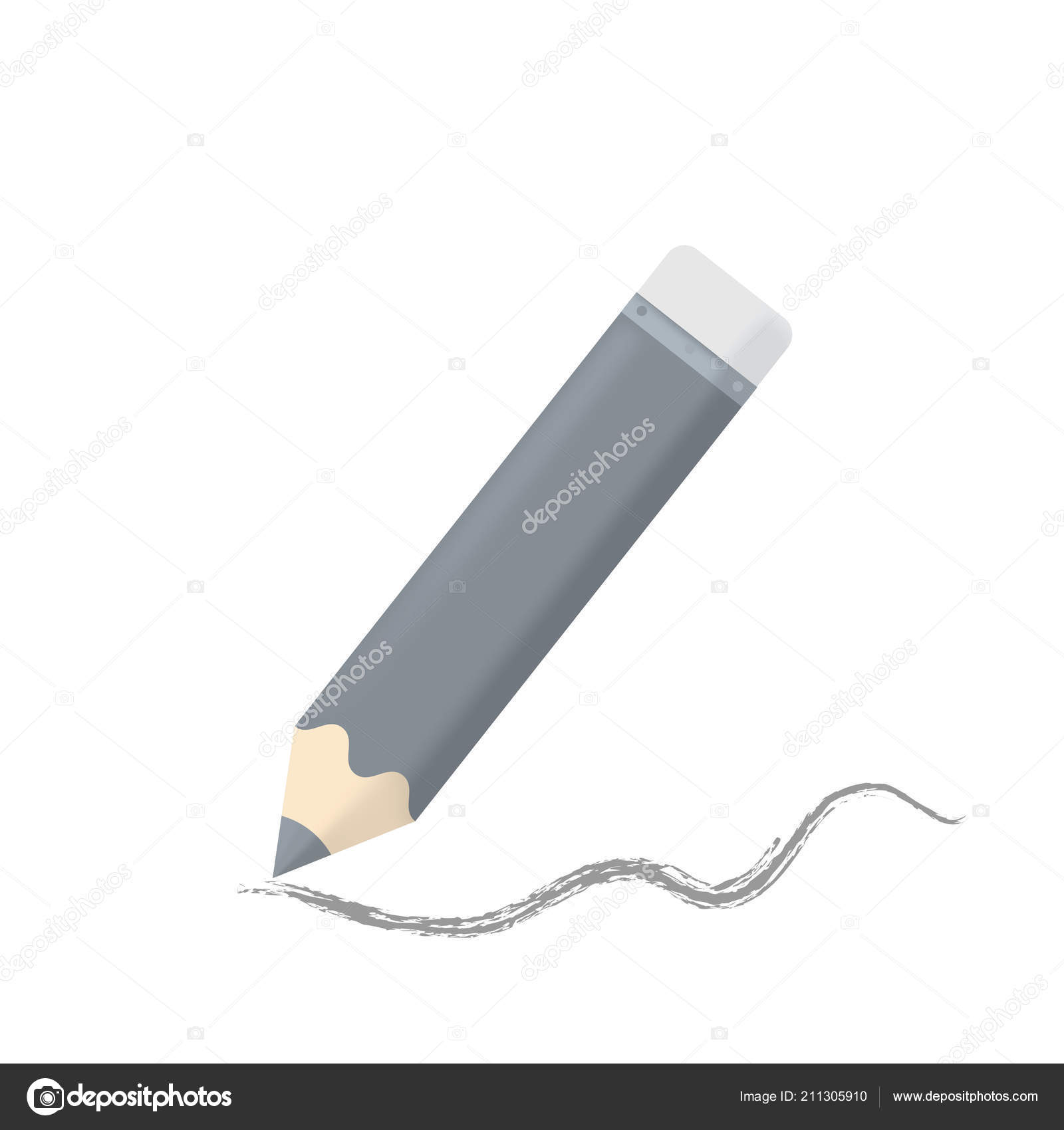 Cartoon Pensil Line Pencil Isolated Blue Background Vector Illustration ...