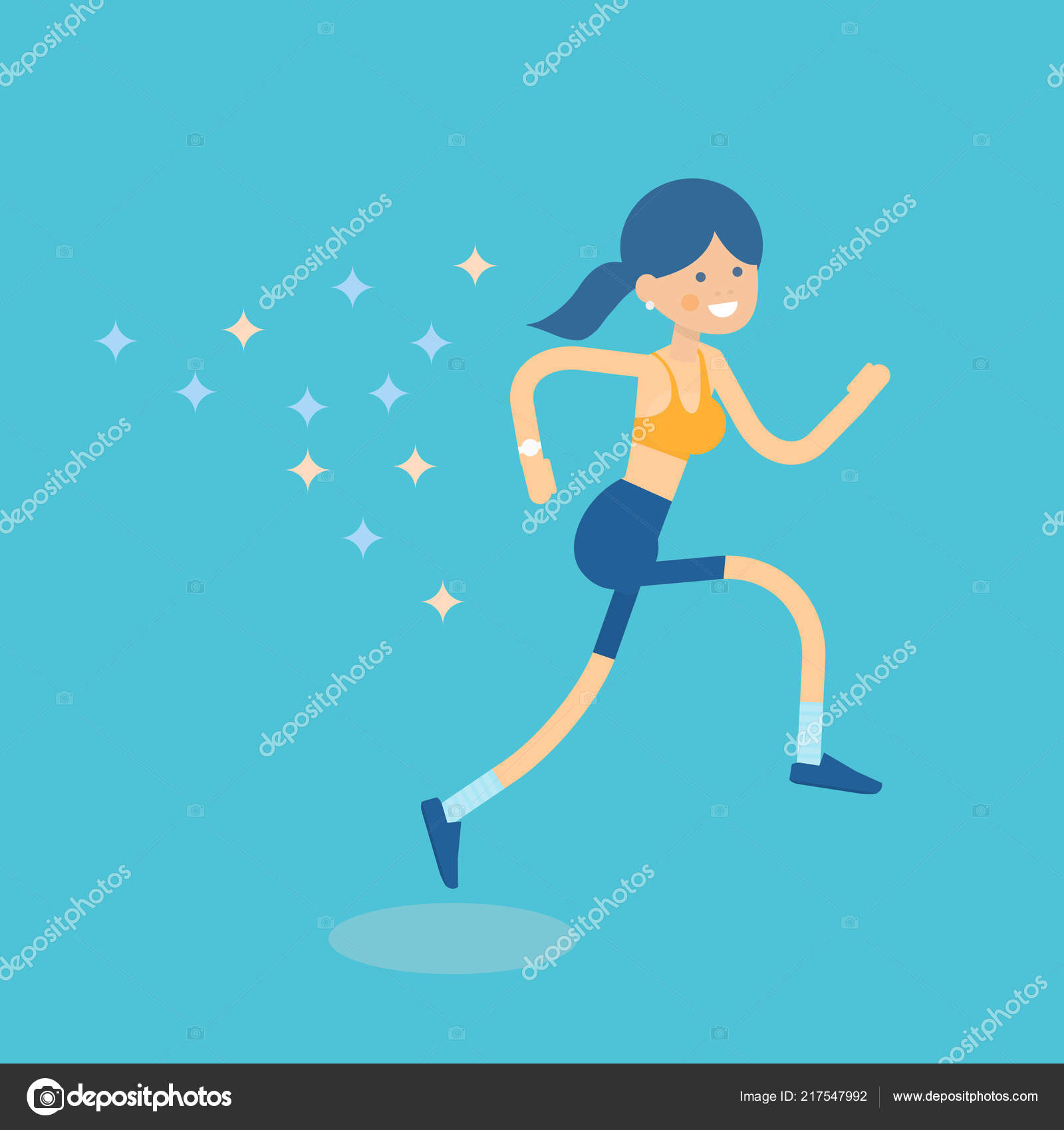 Beautiful Woman Vector Illustration Female Character Running Forward ...