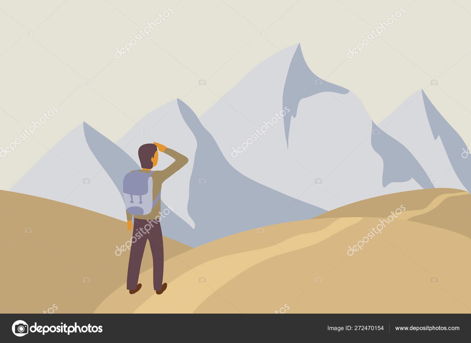 Adventure man traveler with a backpack on his shoulders looking Stock ...