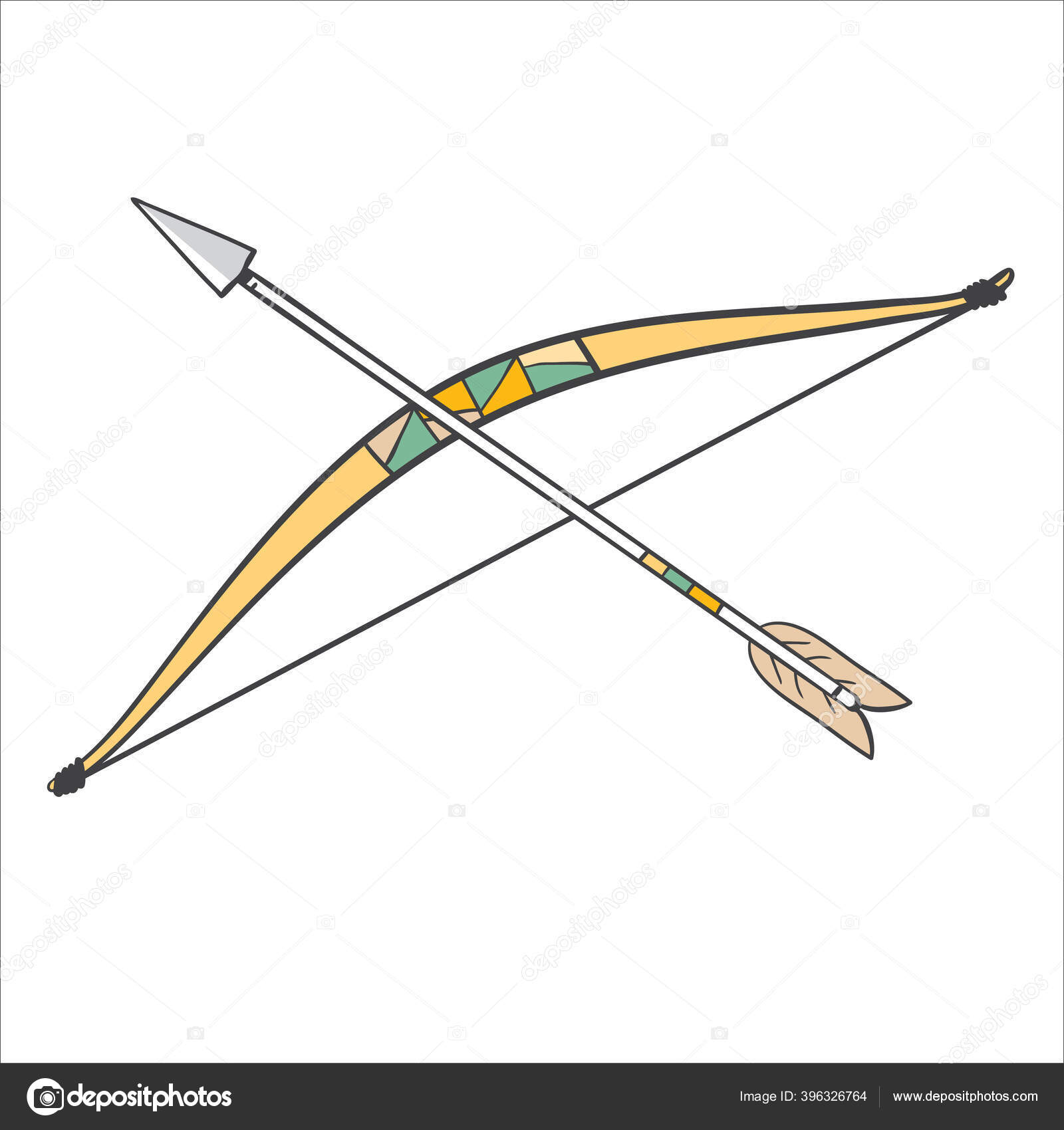 Ilustración Arco Flecha Icono Logotipo Arco Una Flecha Estilo Dibujos ...